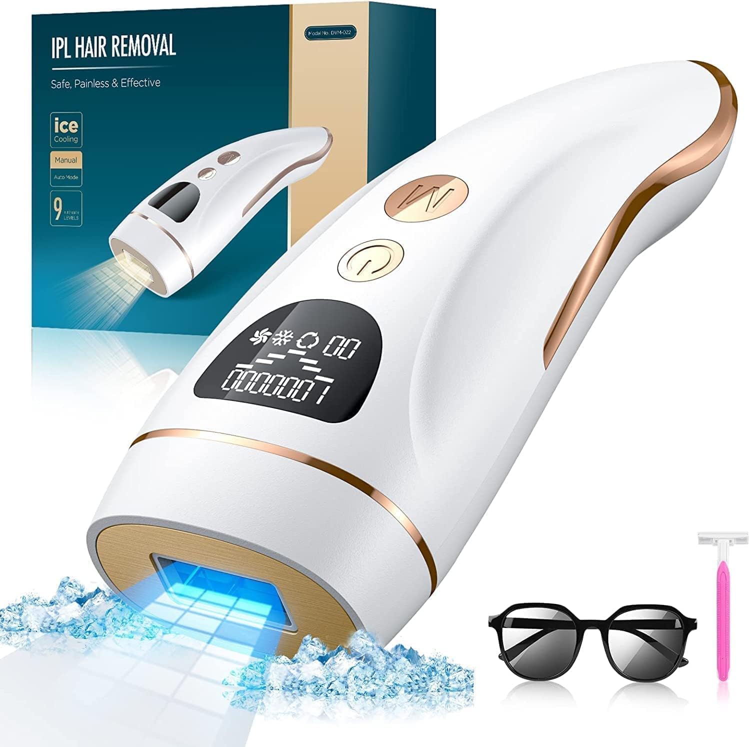 IPL Hair Removal Laser Device - 1000000 Pulses 9 Energy Levels Pain ...