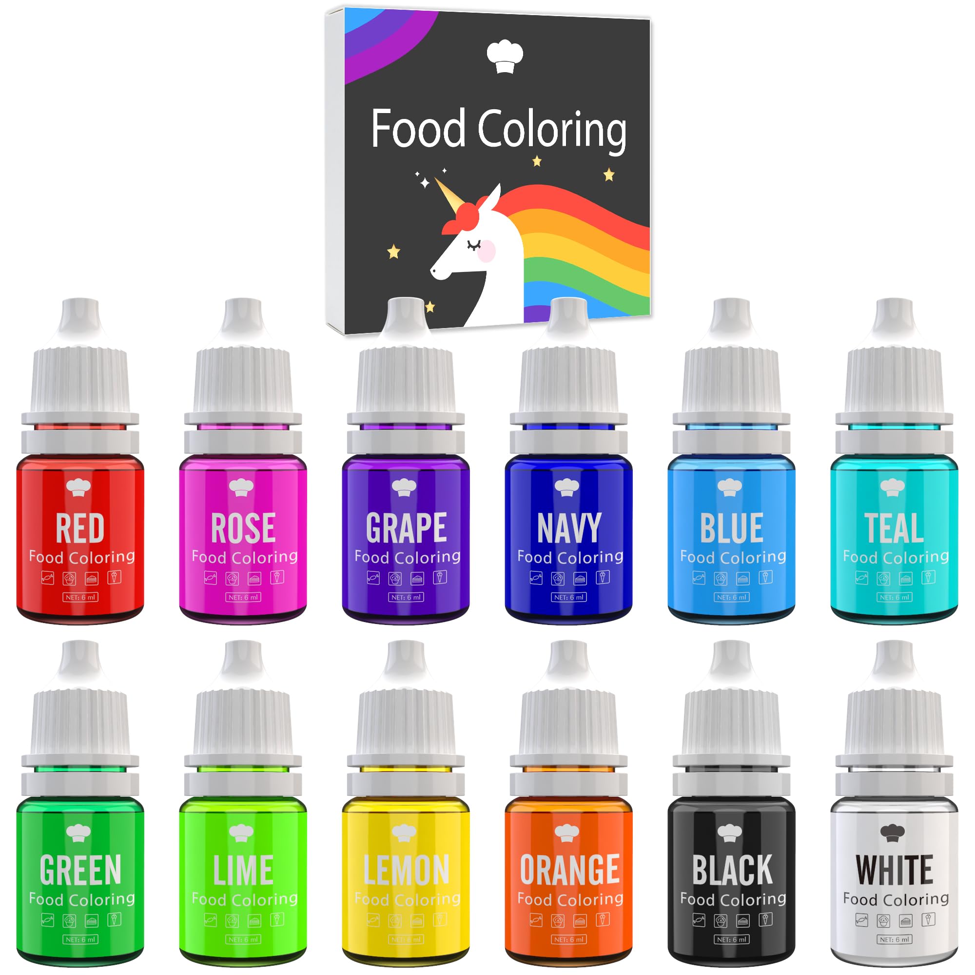 12 Vibrant Food Coloring for Baking & Decorating | Liquid Food Color ...