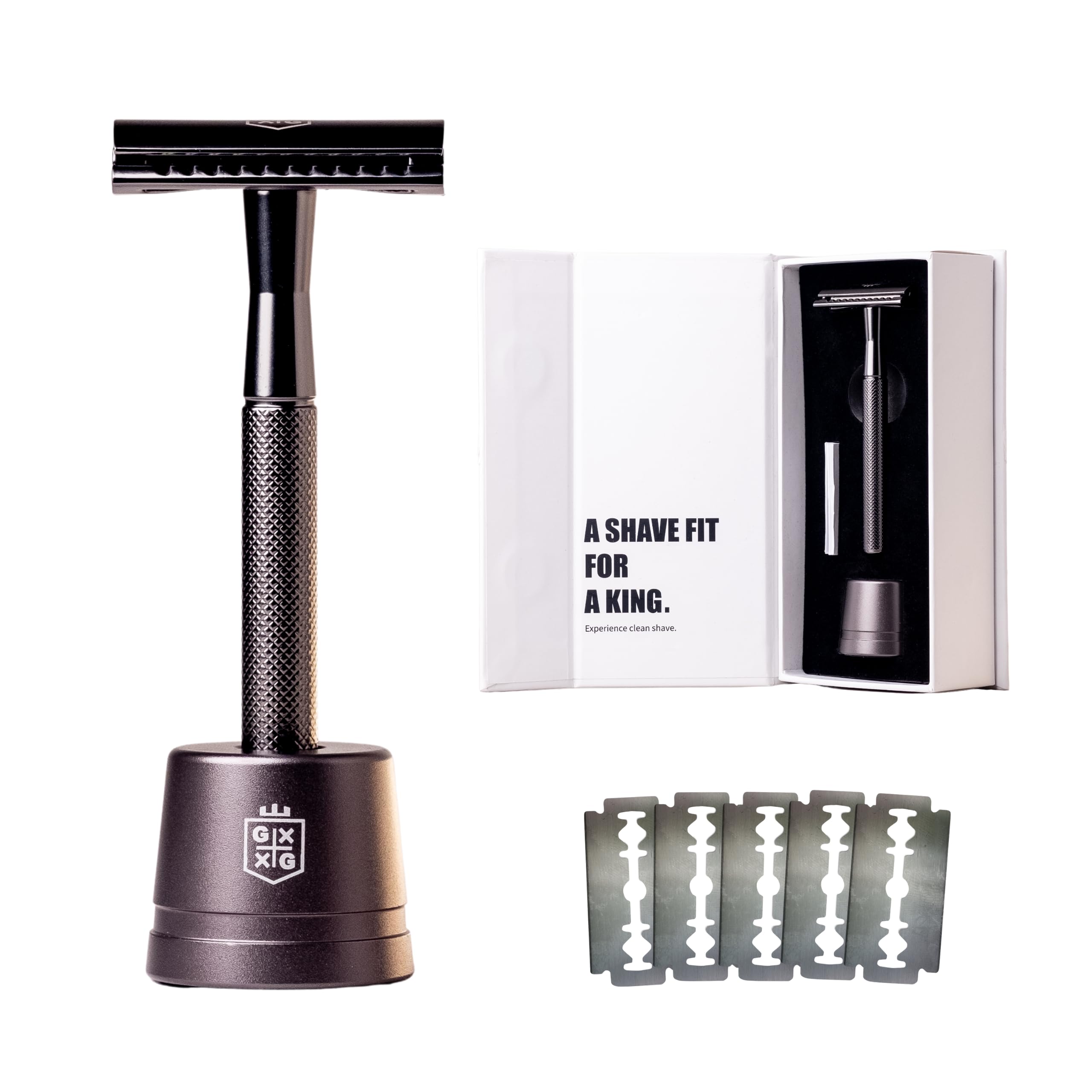 Excalibur Premium Double-Edge Safety Razor for Men | 5 Platinum Blades ...