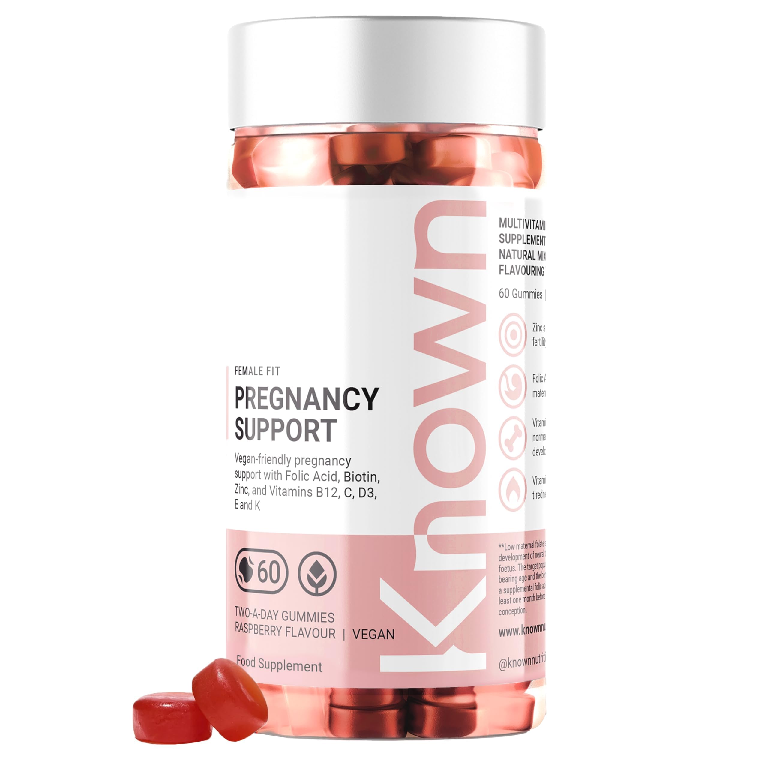 Pregnancy Vitamin Gummies with 400mcg Folic Acid by Known | 60 ...