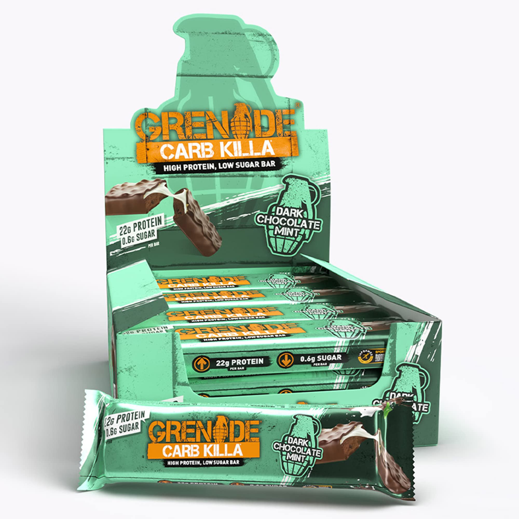 Grenade Carb Killa Dark Chocolate Mint Protein Bar 12-Pack - 720g ...