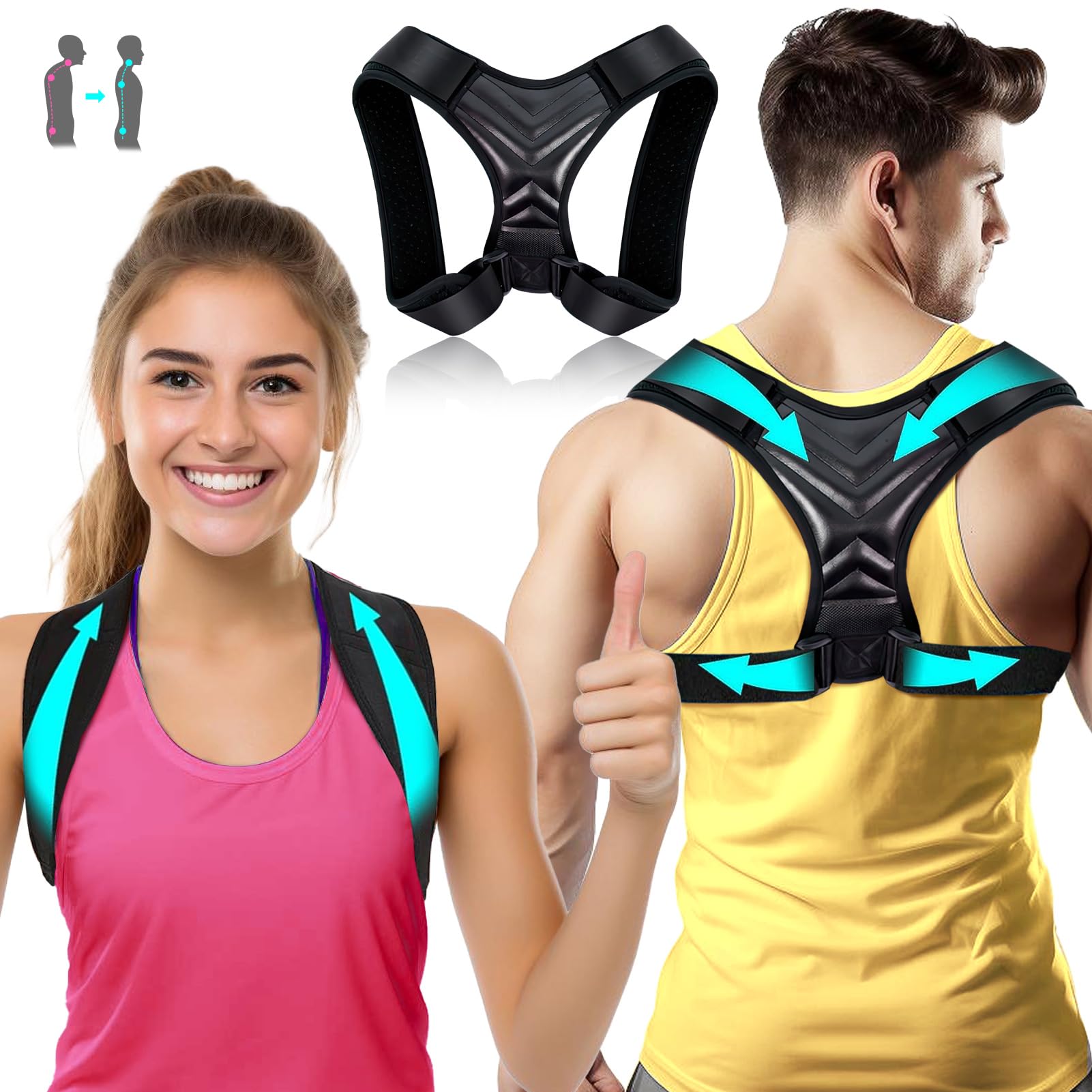 Posture Corrector Belt for Women | Back Support Pain Relief & Hump ...