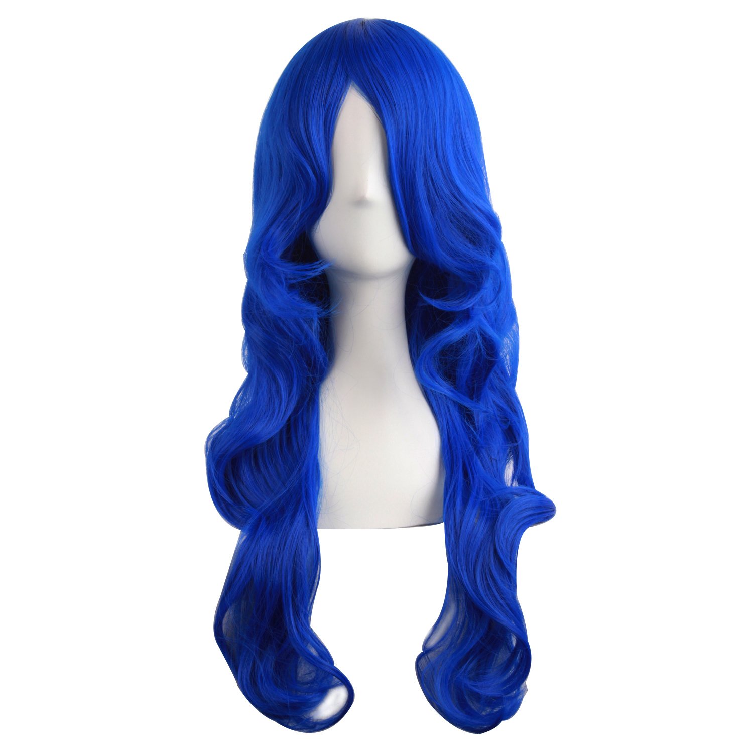 Buy MapofBeauty 24 Navy Blue Curly Wig with Side Bangs - Sexy ...
