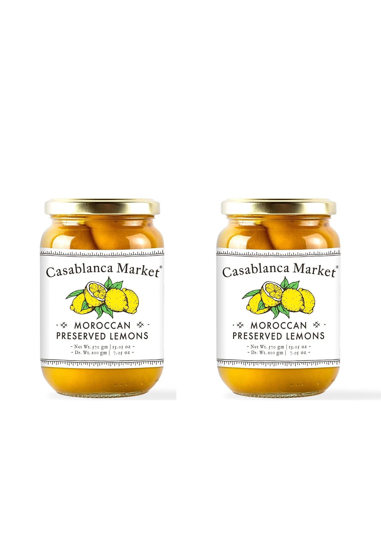 Authentic Moroccan Preserved Lemons - Non-GMO, 2 Pack 13oz Jars for ...