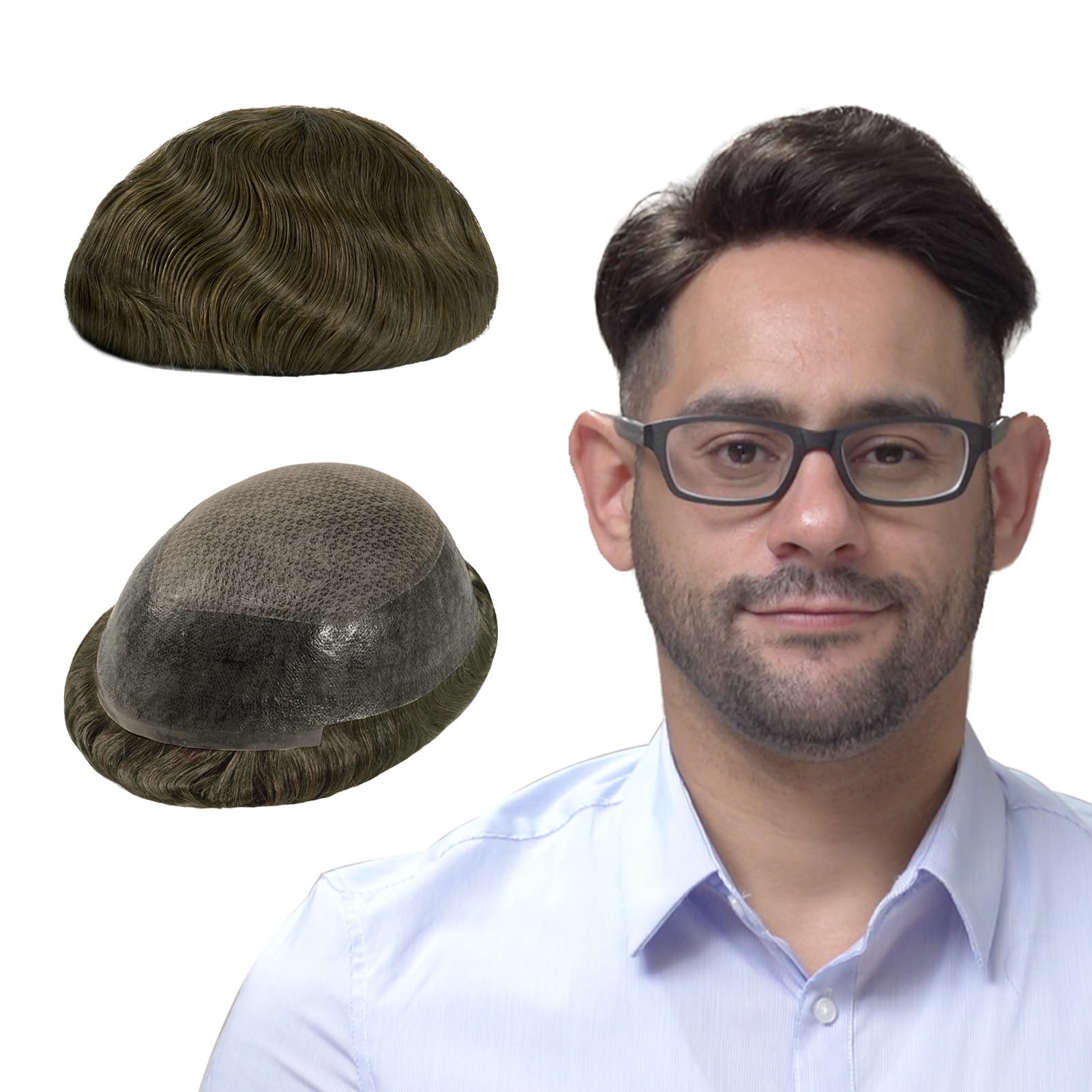 Lordhair Knotless Toupet for Men - Skin Injects Human Hair System 8x10 ...