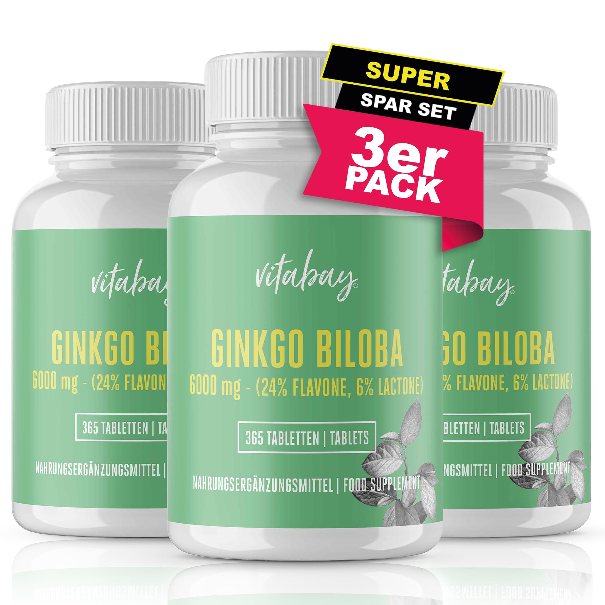 Vitabay Ginkgo Biloba 6000 mg - 540 Capsules | 24% Flavone & 6% Lactone ...