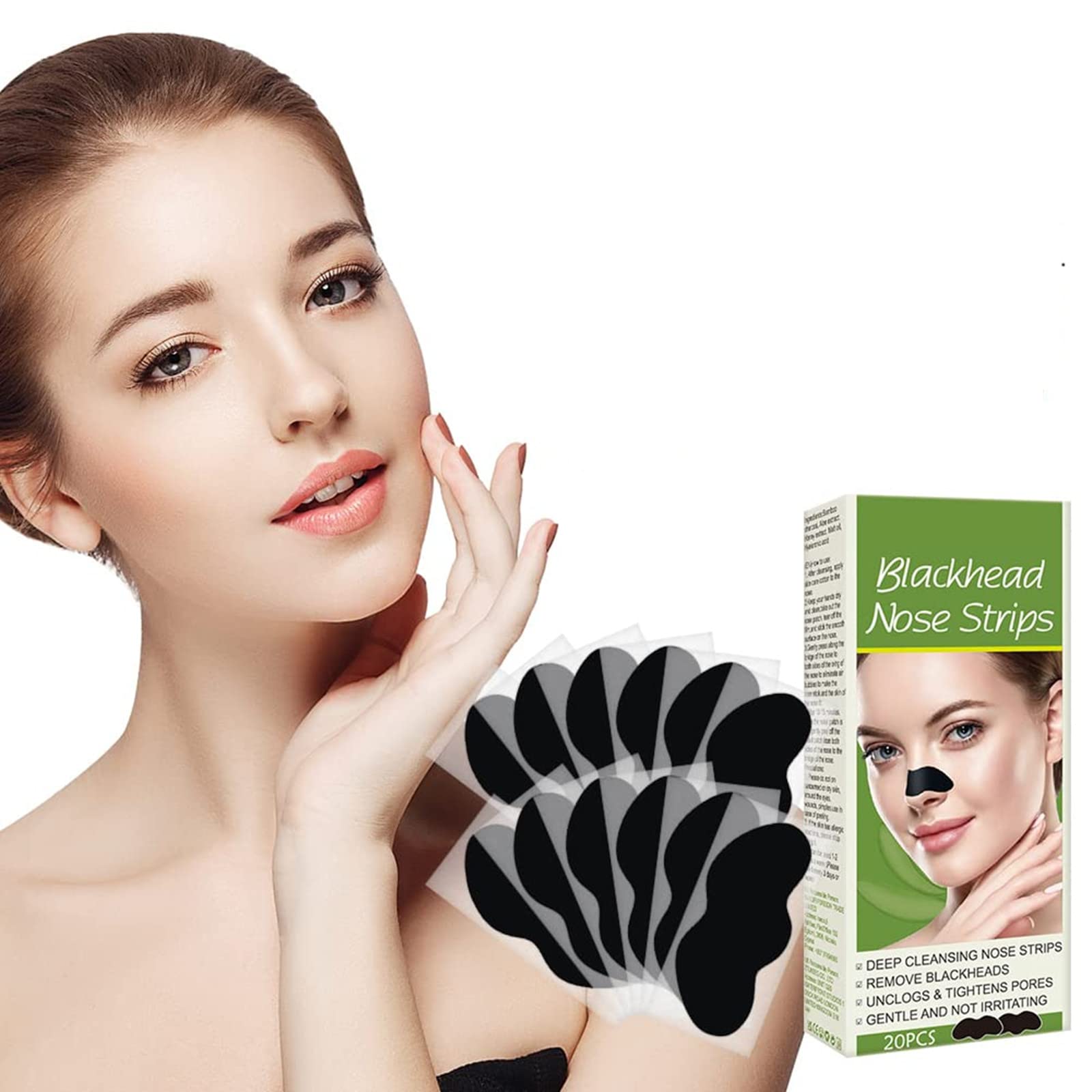 20 Pore Strips for Blackheads - Nosestripes Blackhead Clear-Up Strips ...