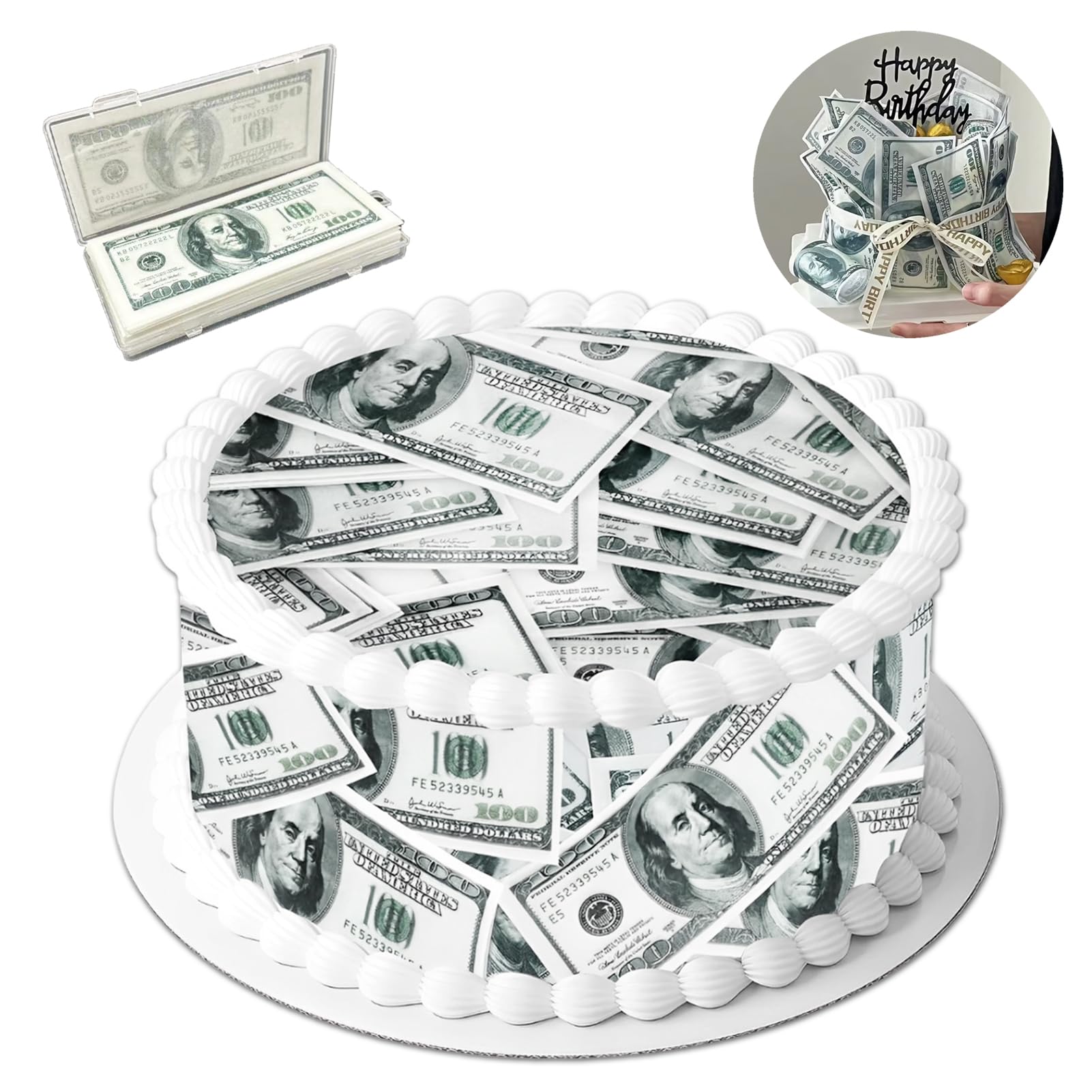 50 Pieces Eating Paper - Colorful Dollar Cake Topper & Money Themed ...