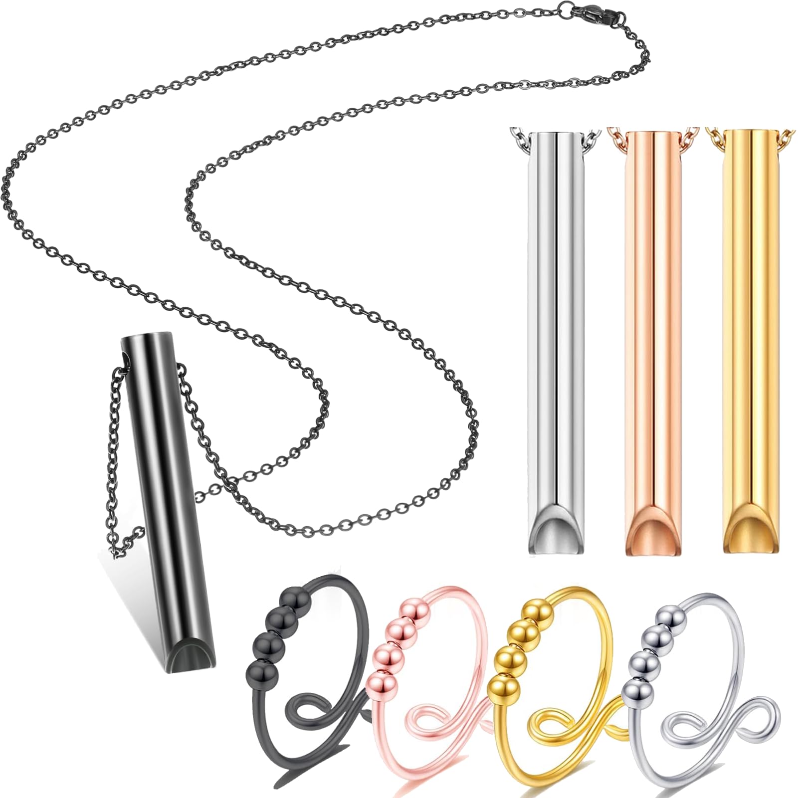 Yhuasia Smoke Cessation Aids: 4 Breathing Chains & Anxiety Rings for ...