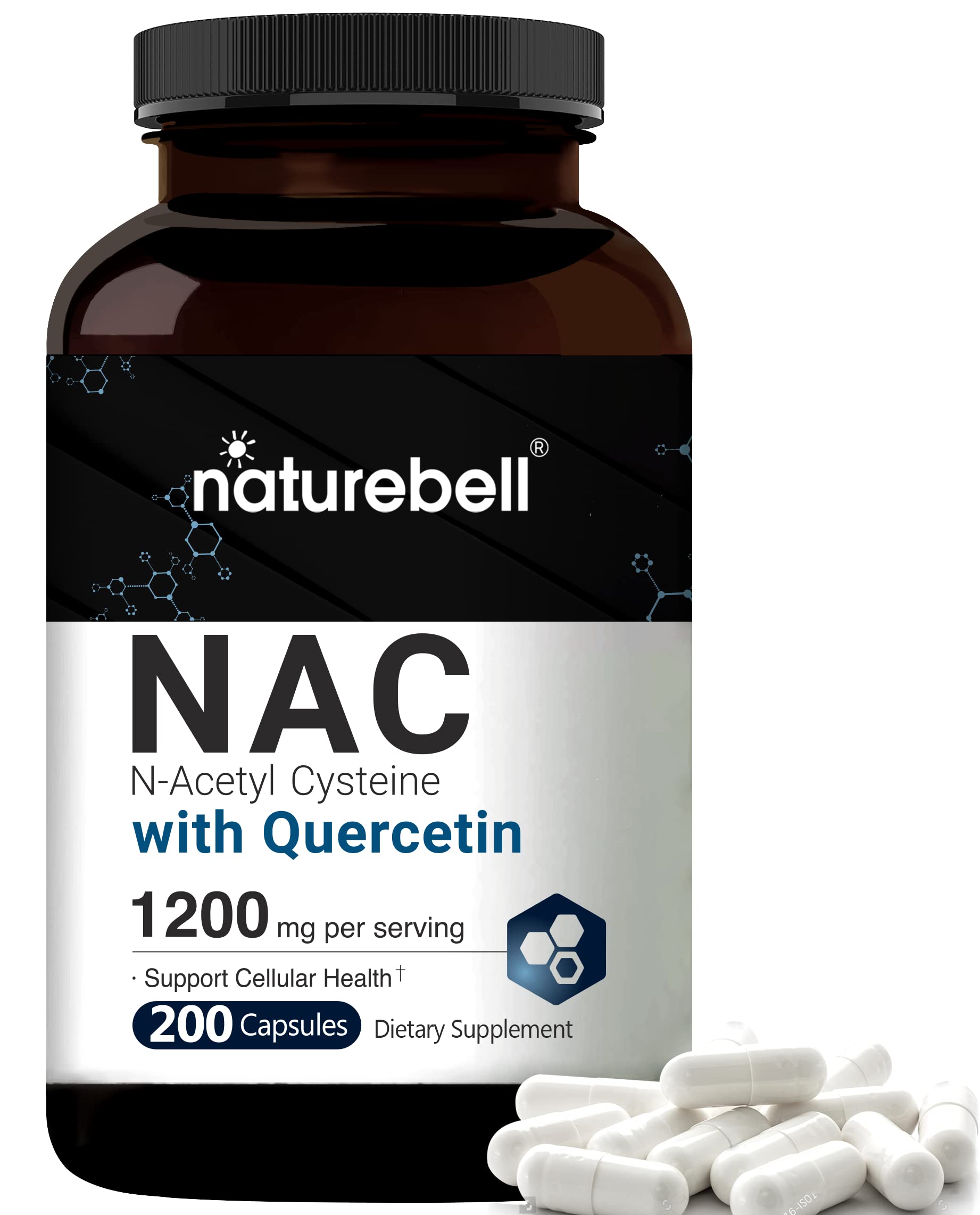 N-Acetyl-Cysteine (NAC) 1200mg Per Serving, 200 Capsules, NAC 600mg ...