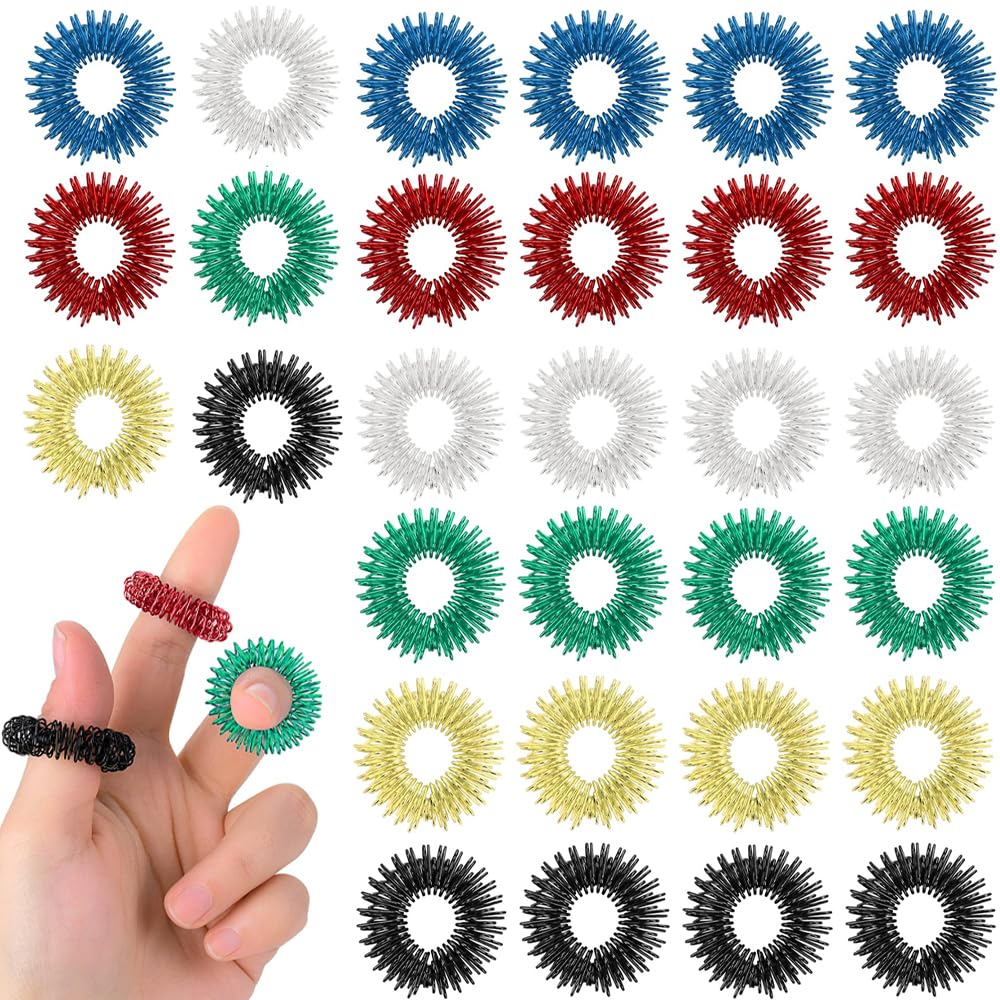 30-Piece Finger Massage Rings Set | Acupressure Rings for Stress Relief ...
