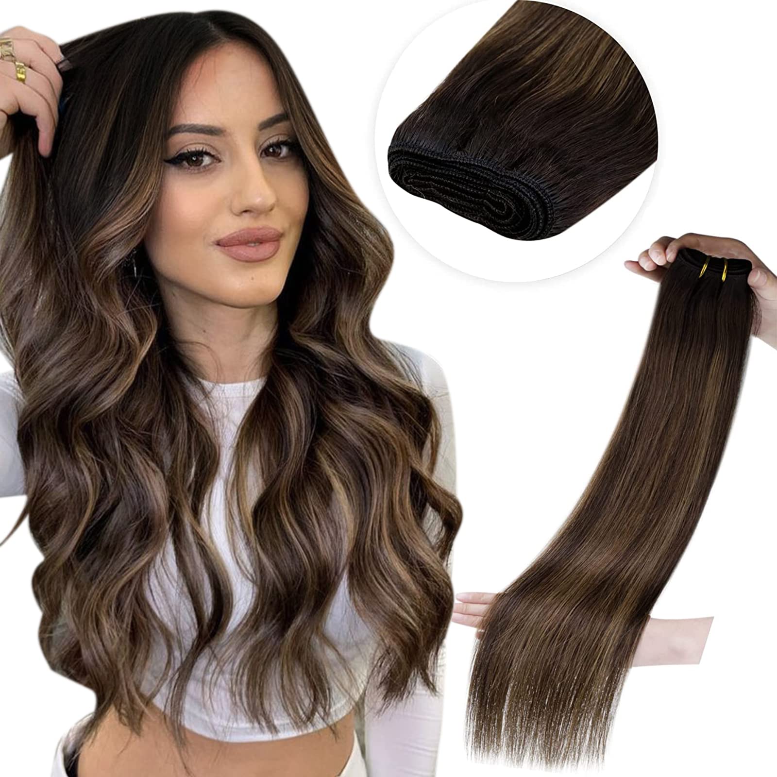 LAAVOO TREEEN Real Hair Extensions 30cm - Darkest Brown Ombre Light ...