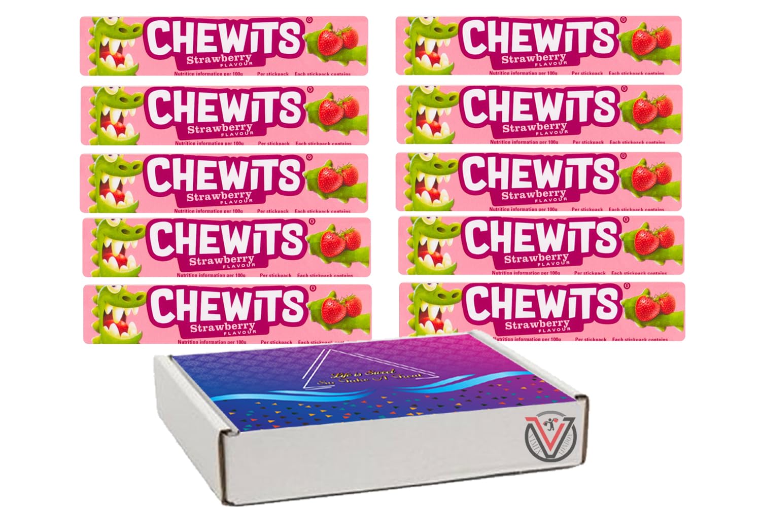 Chewits Strawberry Flavour 10 Bars x 30g With VIMIX Gift Box | Buy Now ...