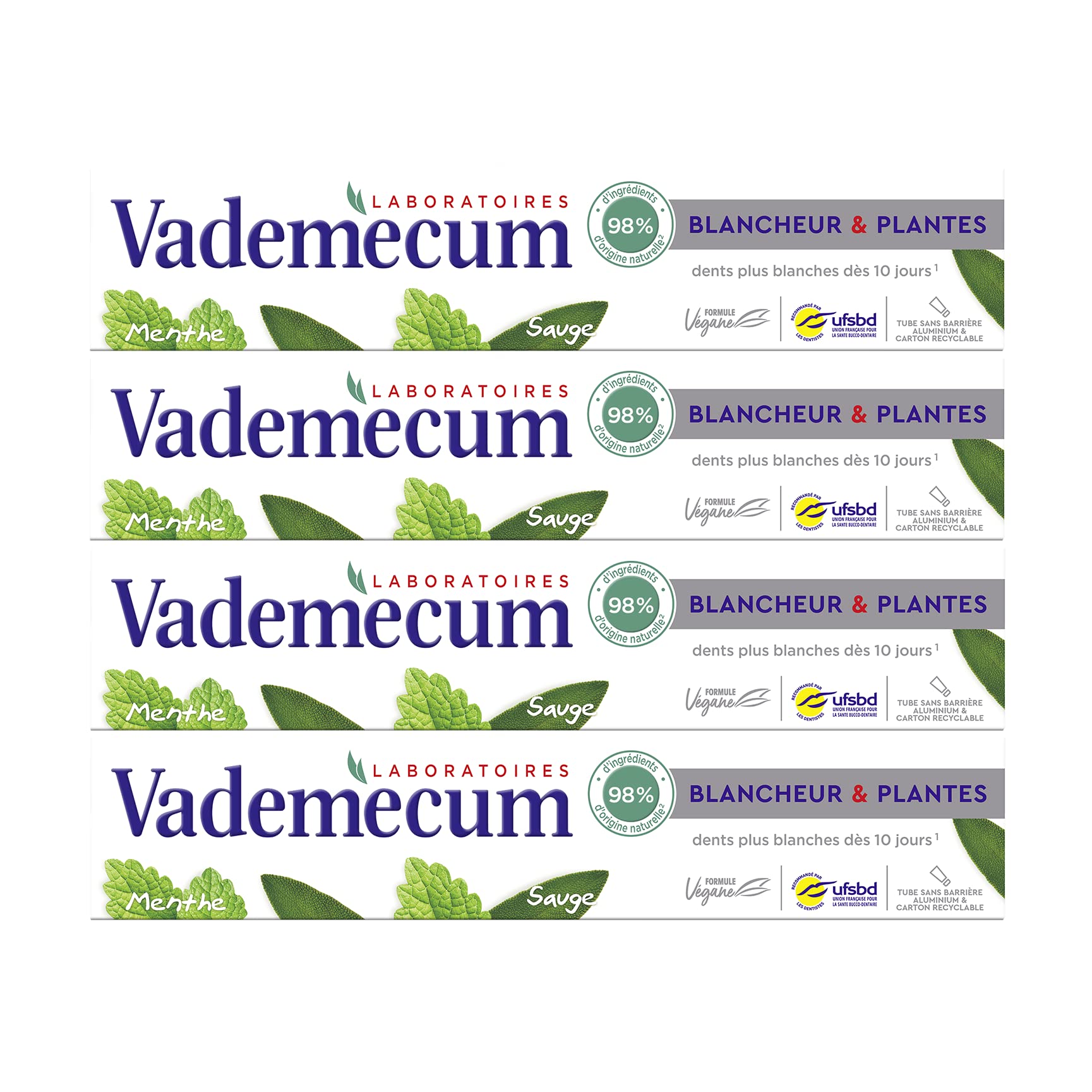 Vademecum Whitening Toothpaste - Mint & Sage - 98% Natural Vegan - 4 ...