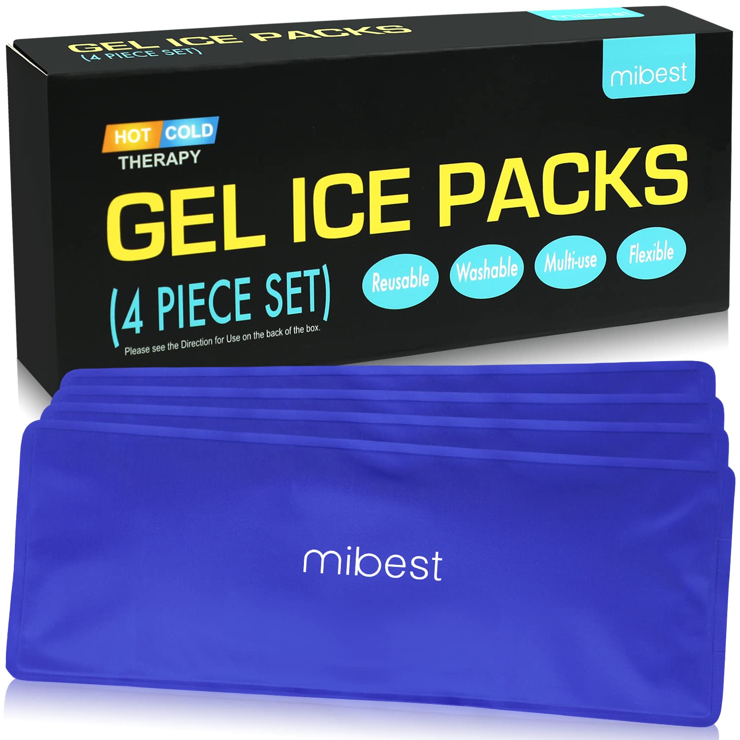 MIBEST Gel Ice Pack Set for Knee Pain Relief - 4 Pack Cold Therapy ...