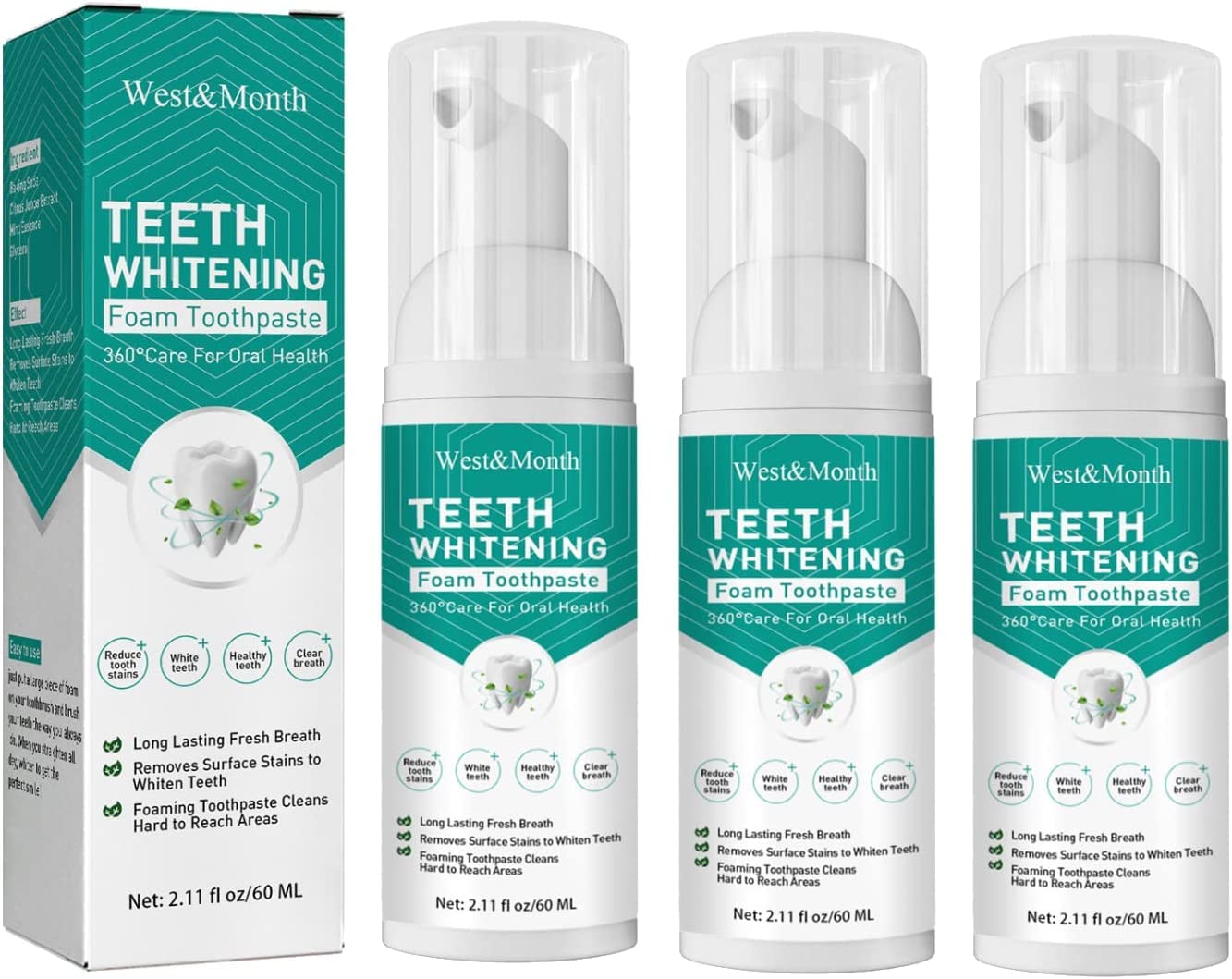 Teethaid Mouthwash & Whitening Foam Toothpaste - Natural Peppermint ...