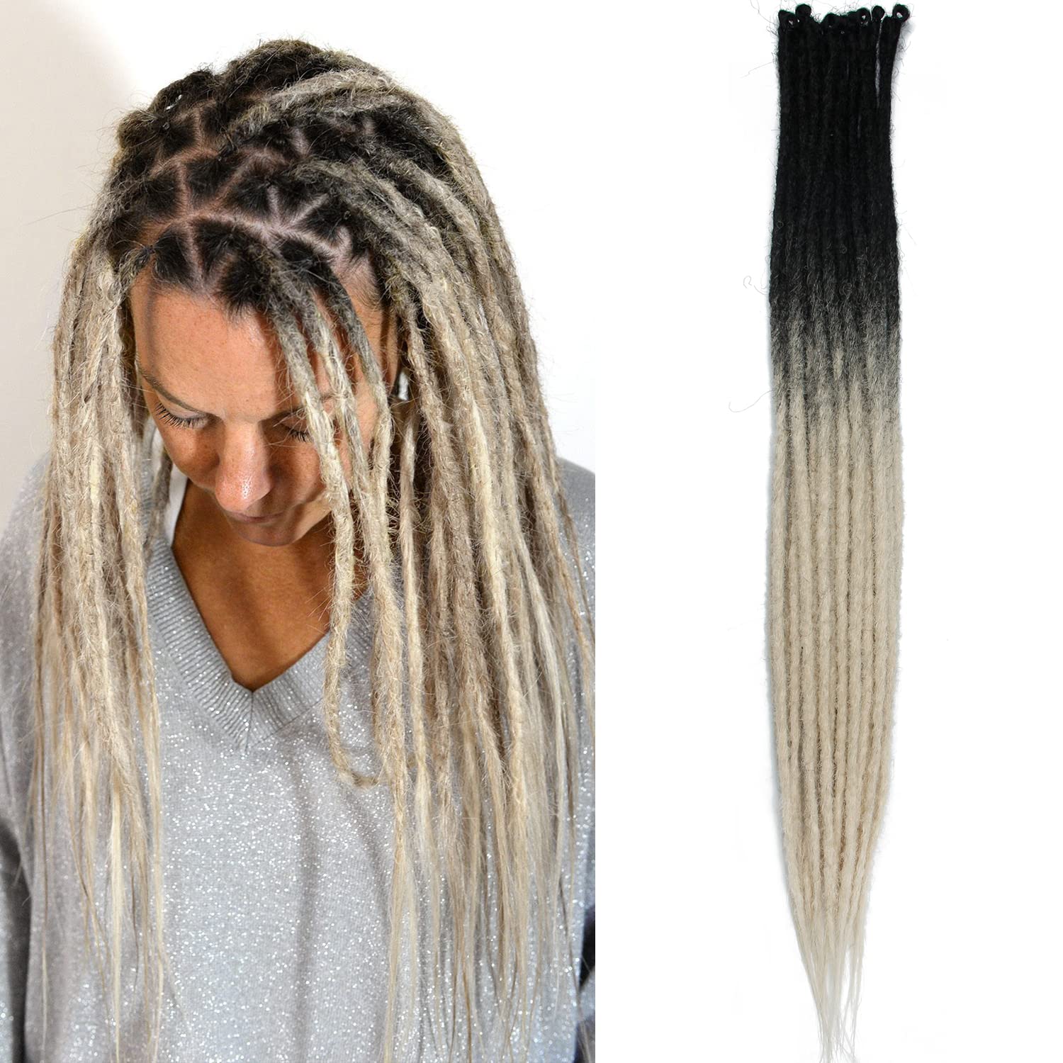 Thin 0.6cm Handmade Synthetic Dreadlock Extensions - 24 Inch Crochet ...