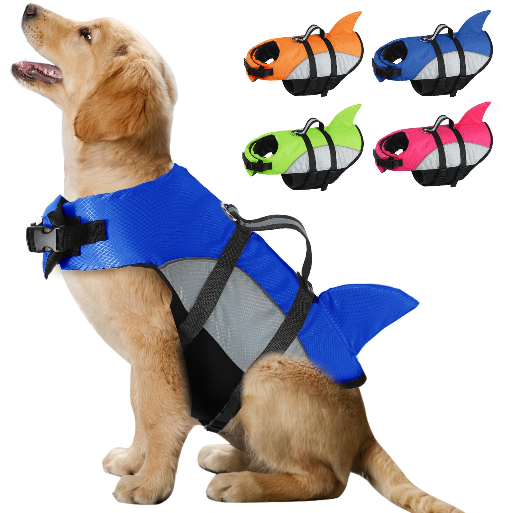 Dog Lifeguard Vest for Dogs | Reflective Adjustable Buoyant - Blue XL ...