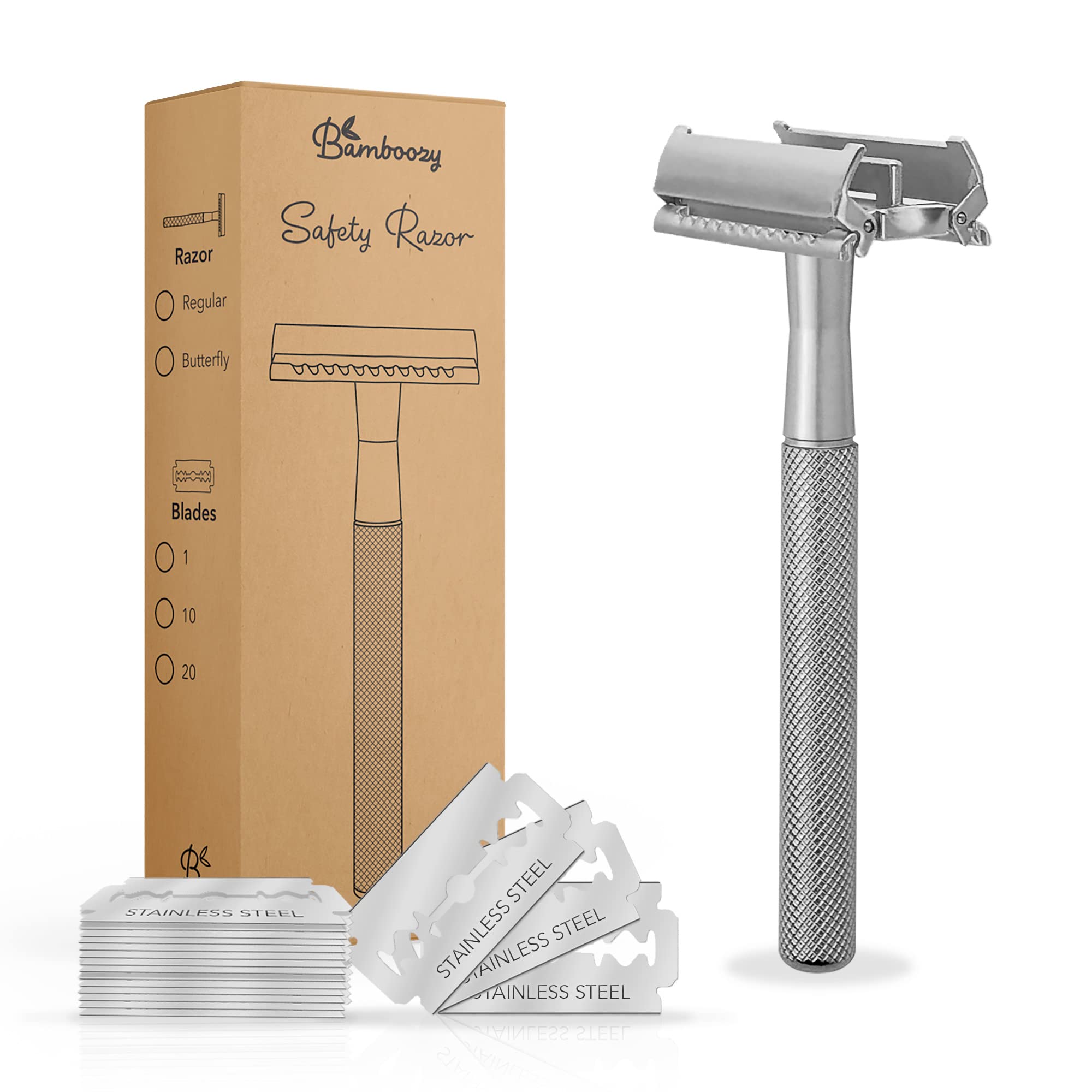 Bamboozy Safety Razor - Stainless Steel Butterfly Razor for Men & Women ...