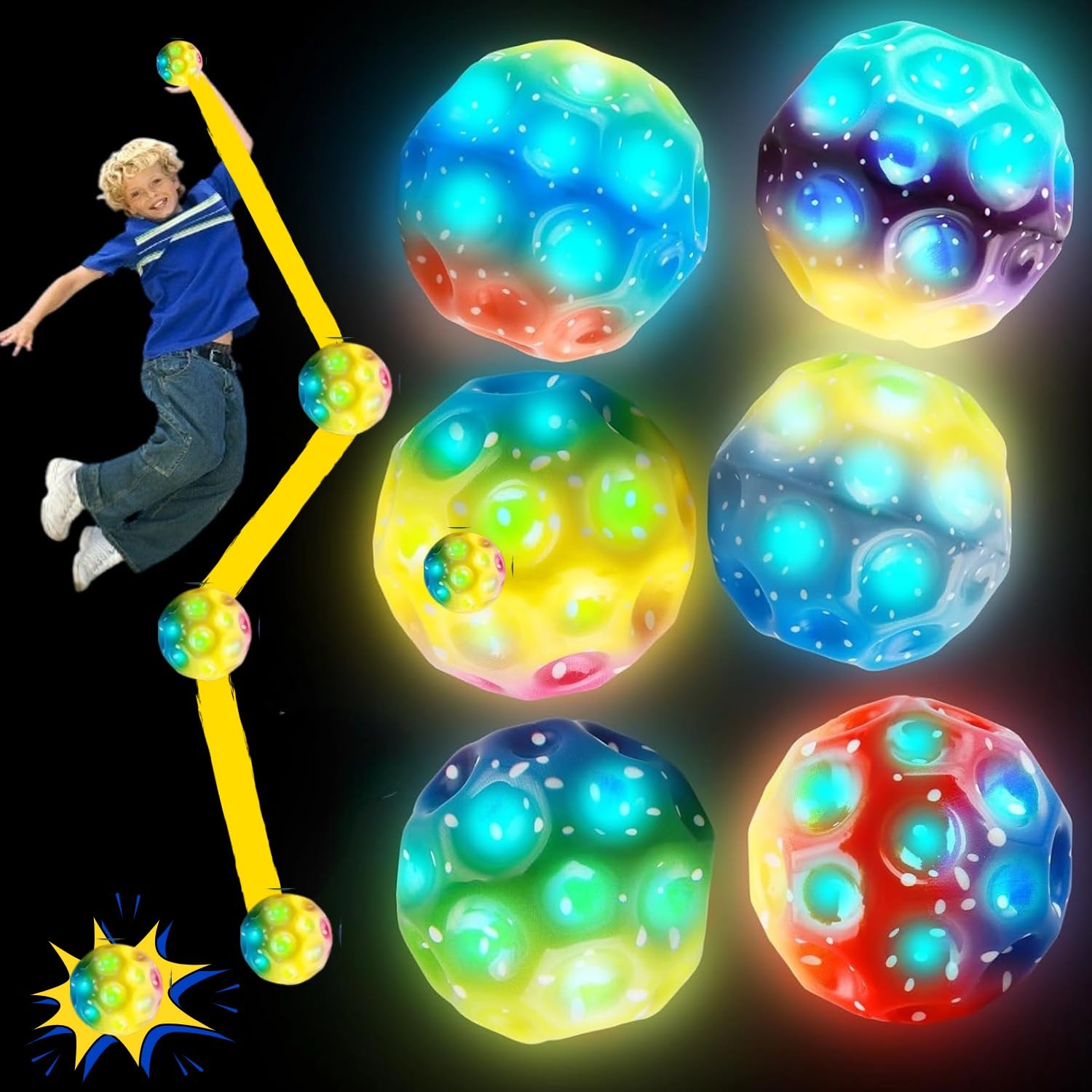 Buy Binggunyo 6-Piece Glow Moon Ball Set | Astro Jump & Galaxy Bounce ...