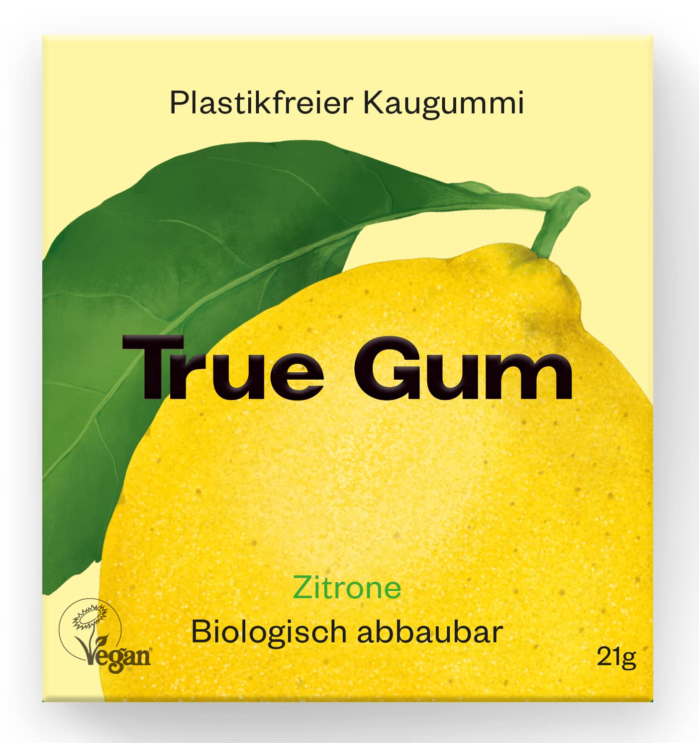 True Gum Lemon - Plastic-Free Biodegradable Vegan Chewing Gum (21g ...