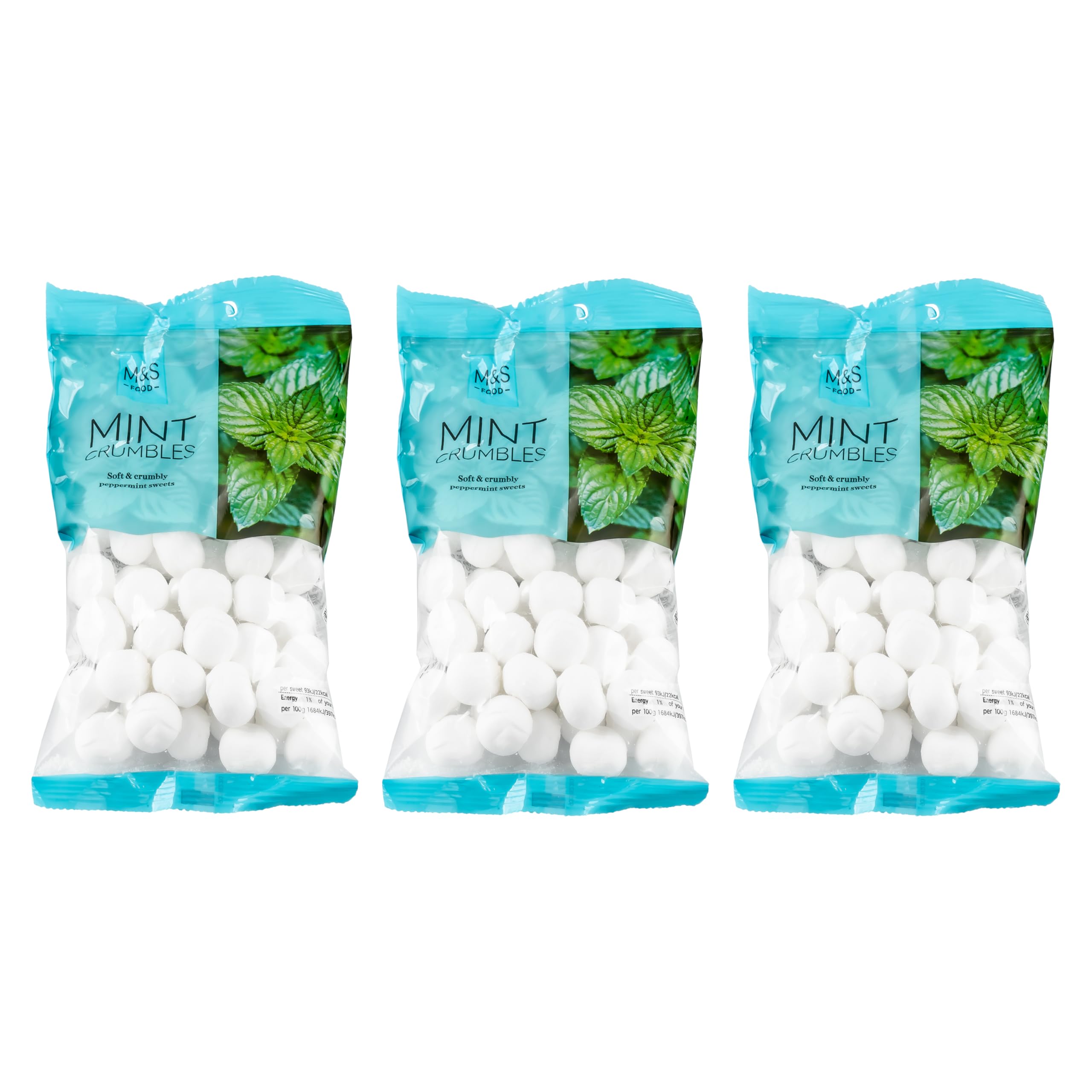 M&S Mint Crumbles Soft & Crumbly Peppermint Sweets Vegetarian - 3 x ...