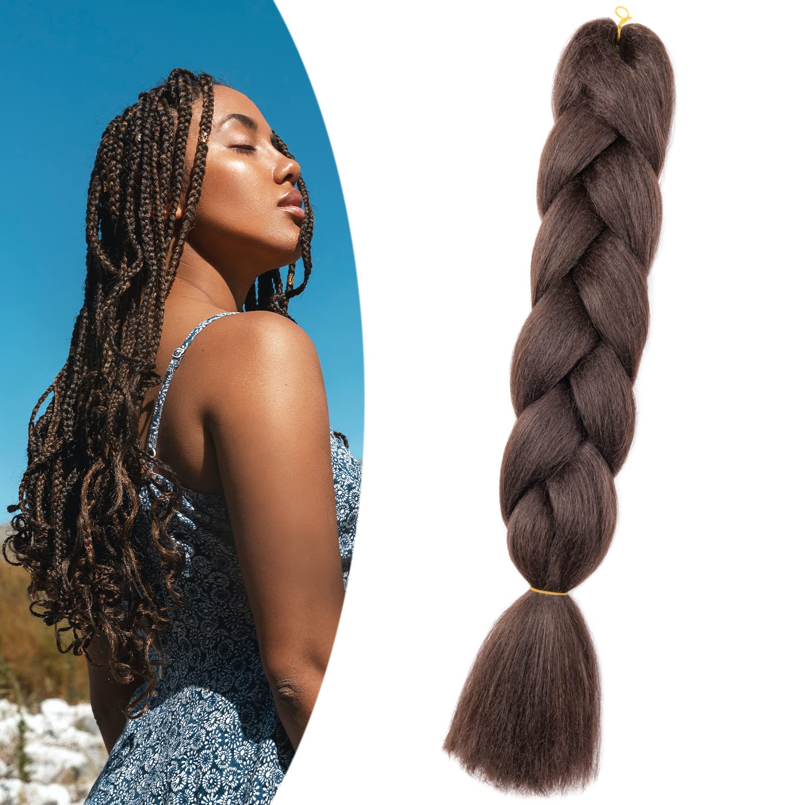 Gairyan Jumbo Braids Extension - 60cm Ombre Synthetic Hair for Box ...