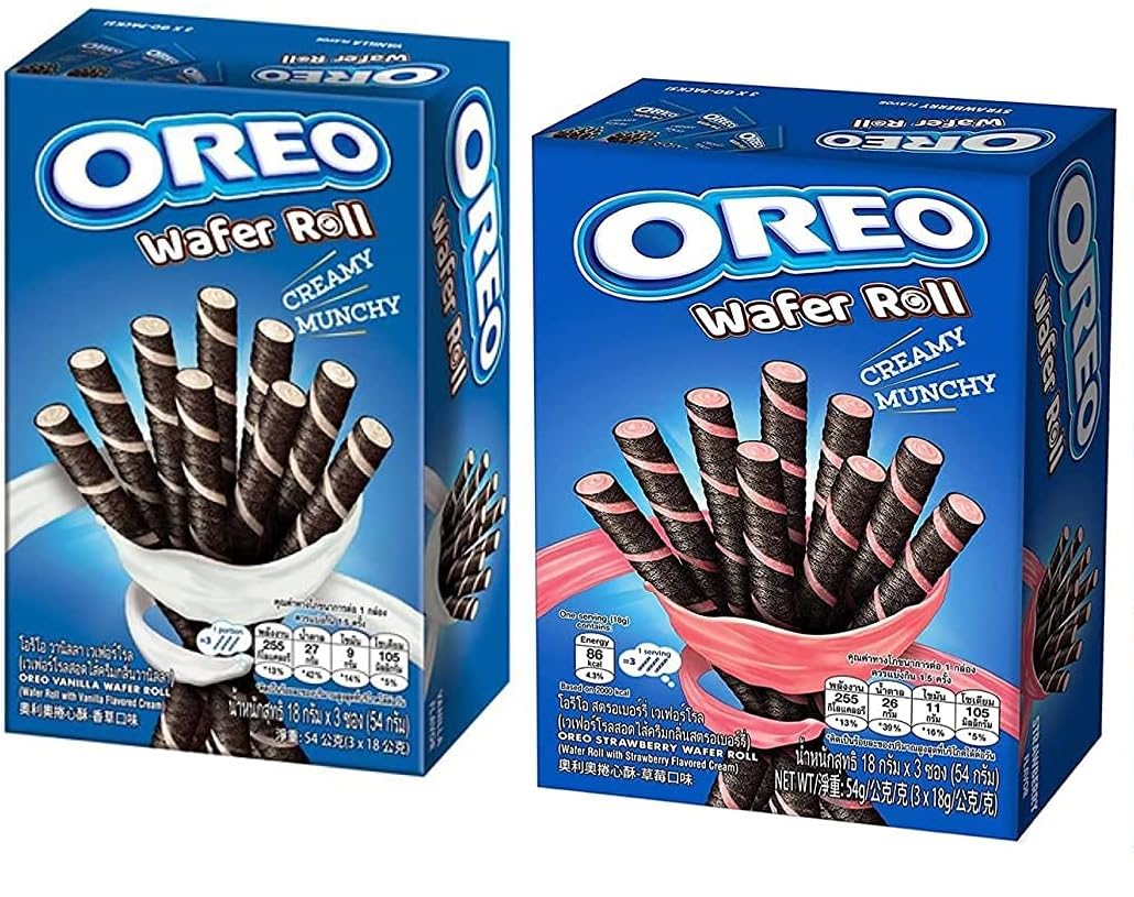 Oreos Oreo Wafer Roll Variety Pack (set of 2) | Strawberry (54g ...
