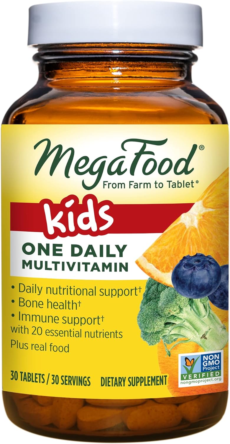 MegaFood Kids One Daily - 30 Chewable Multivitamin Tablets for Healthy ...
