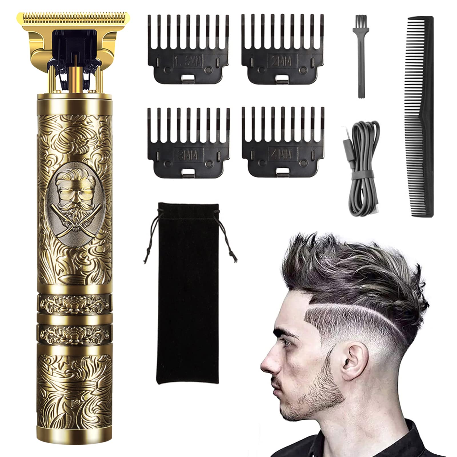 Electric Beard Trimmer Mens Hair Clippers Cordless Sharp Titanium ...