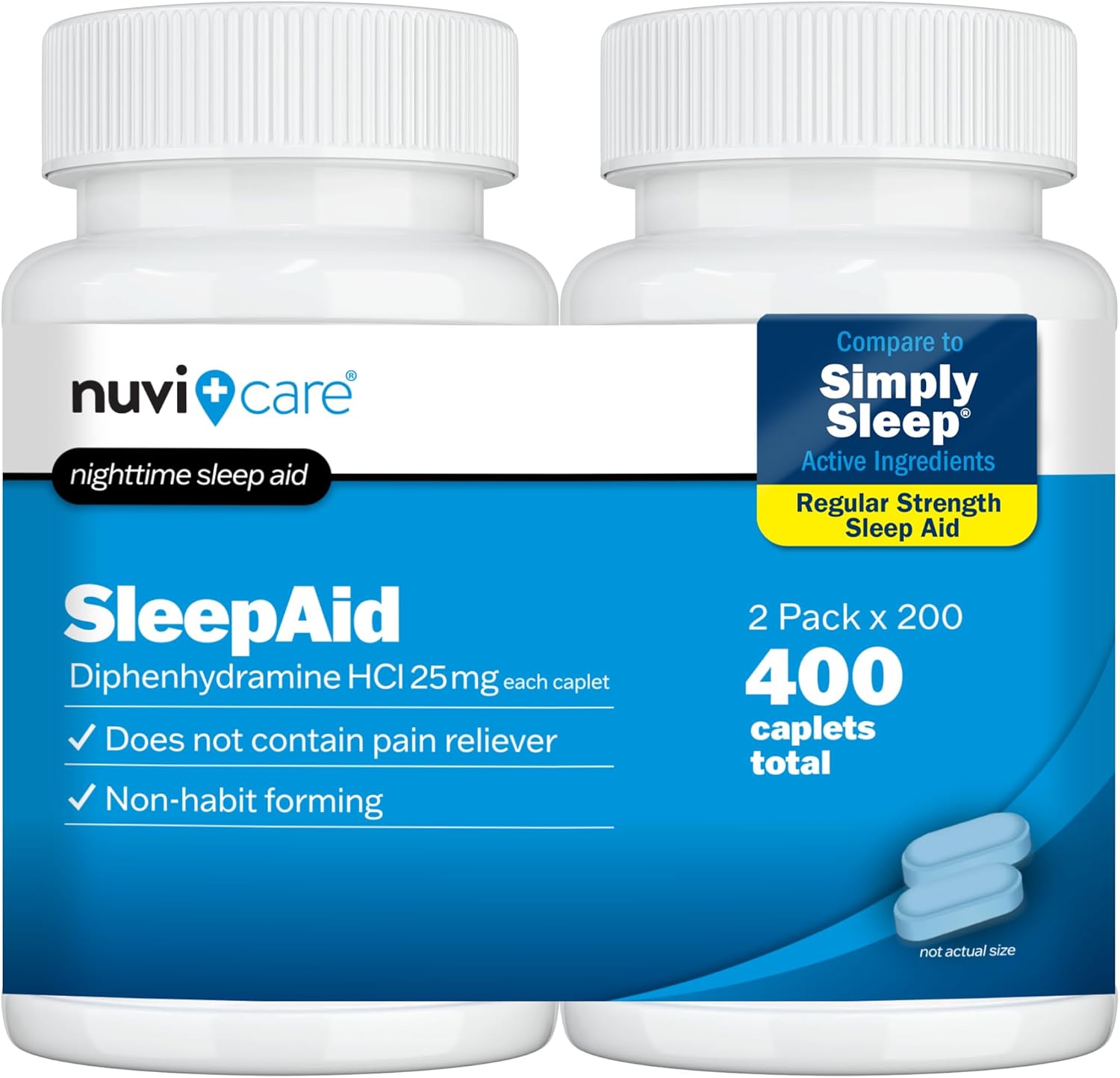 NUVICARE Nighttime Sleep Aid with Diphenhydramine HCl 25 mg Non Habit Forming Regular Strength ...