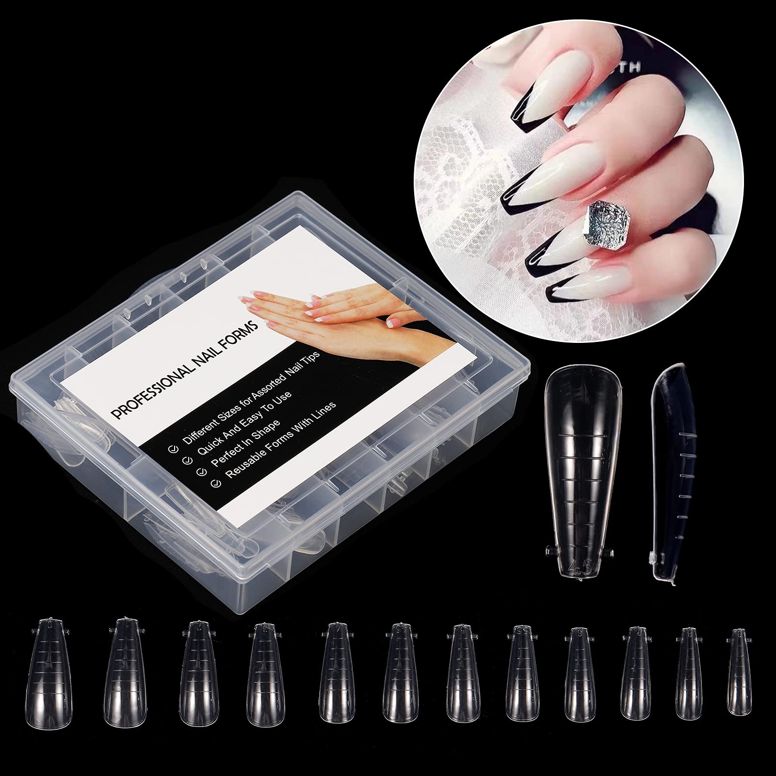Coffin Sculpted Dual Extension Forms Nail Mold for Poly Gel UV Gel Acrylic DIY Nail Decoration System