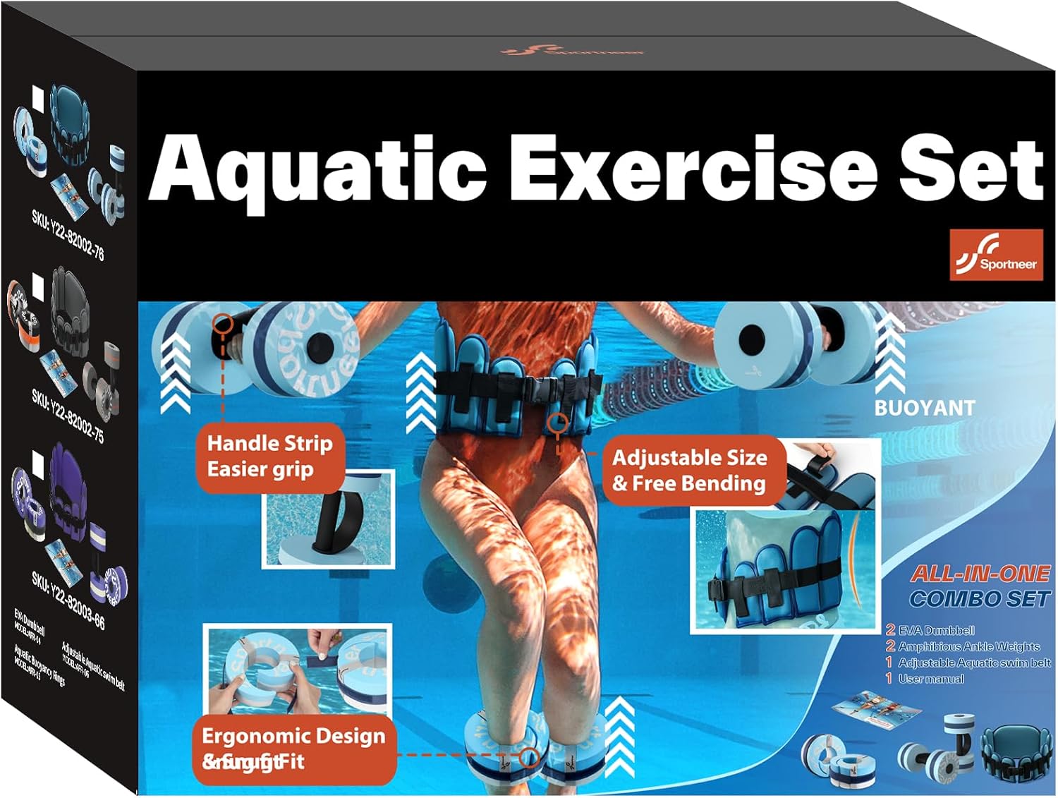 Sportneer Water Aerobics Pool Exercise Equipment Water Workout Combo ...