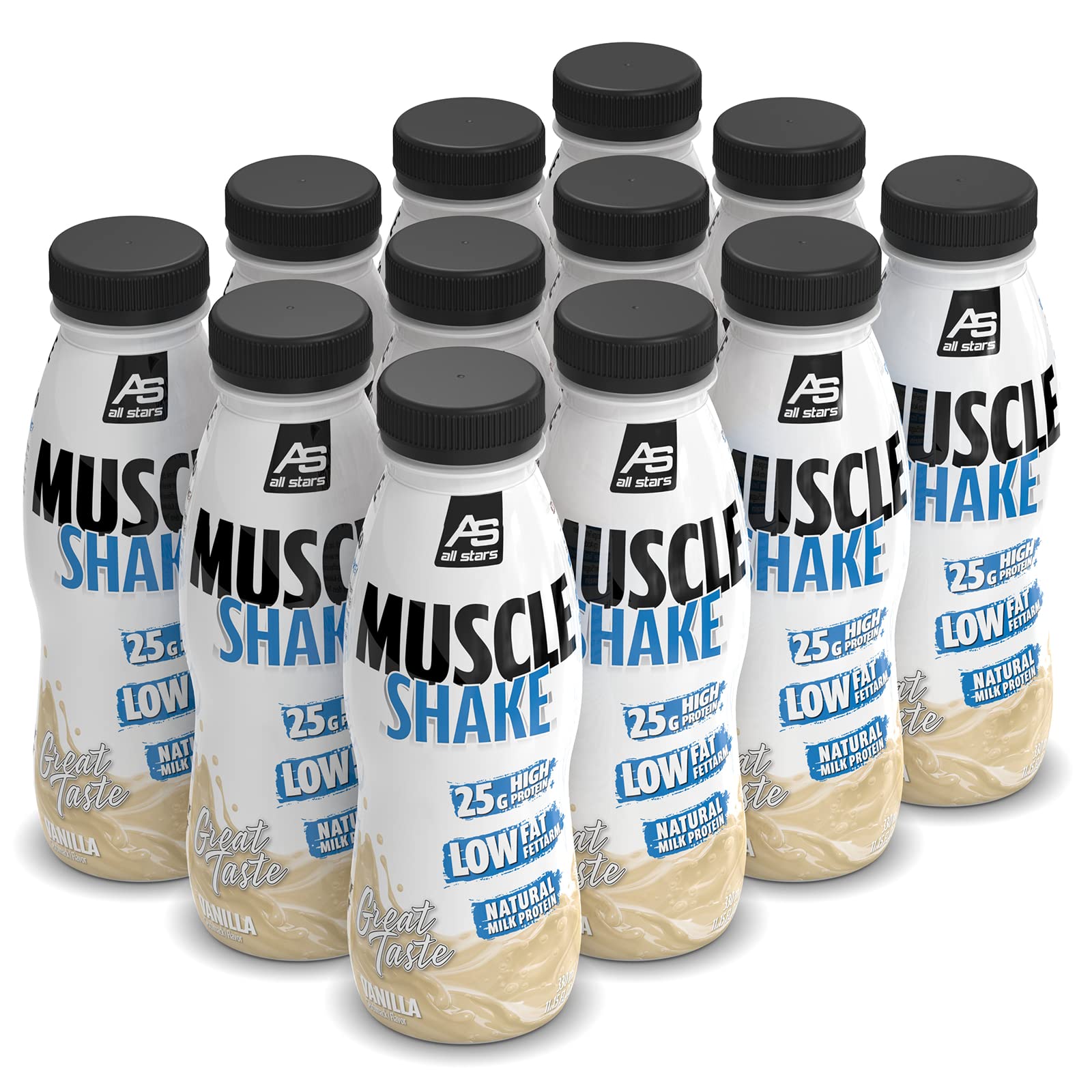 All Stars Muscle Shake Vanilla - 12 x 330ml Protein Shake with 25g ...
