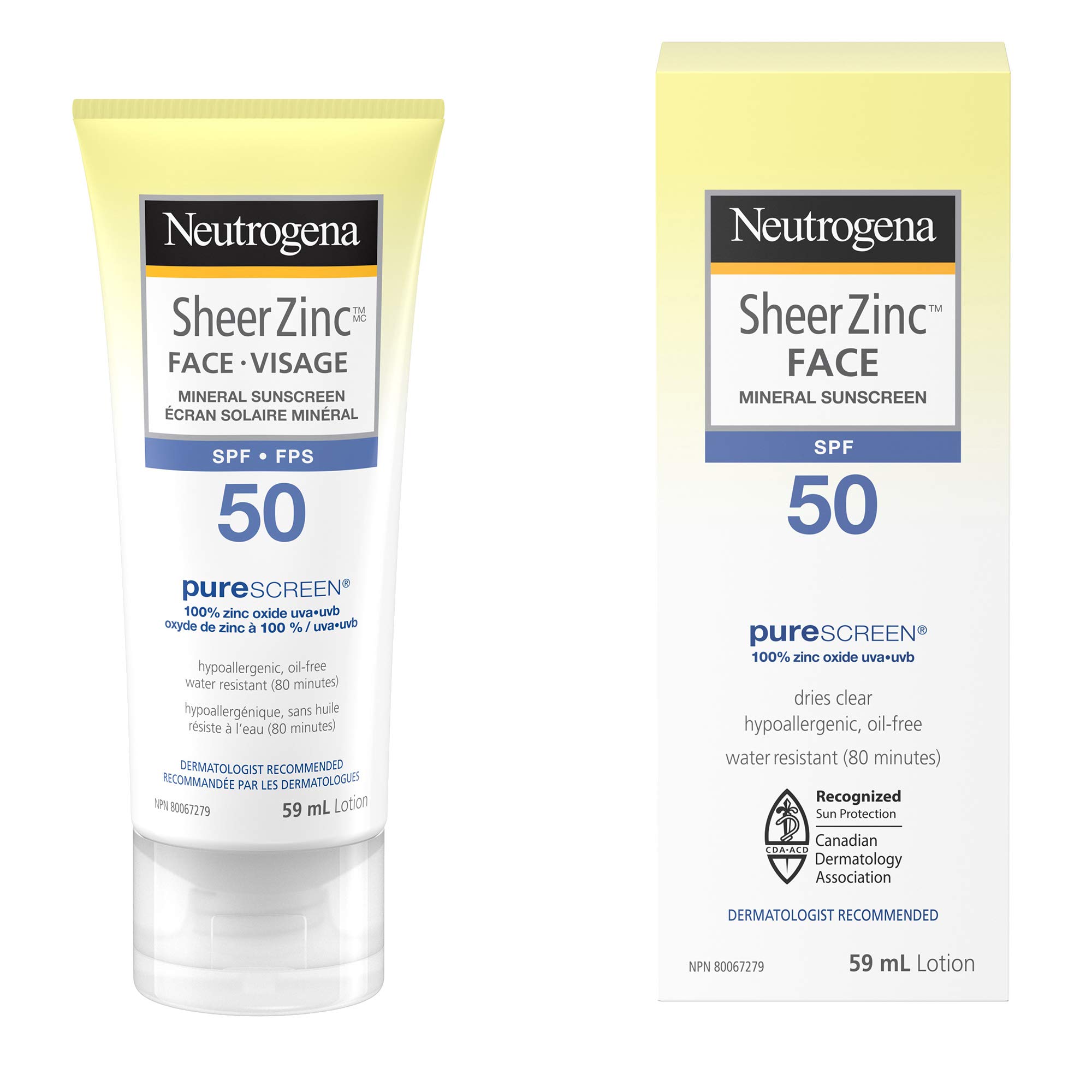 Neutrogena Face Sunscreen SPF 50 Sheer Zinc Mineral Sunscreen Lotion ...