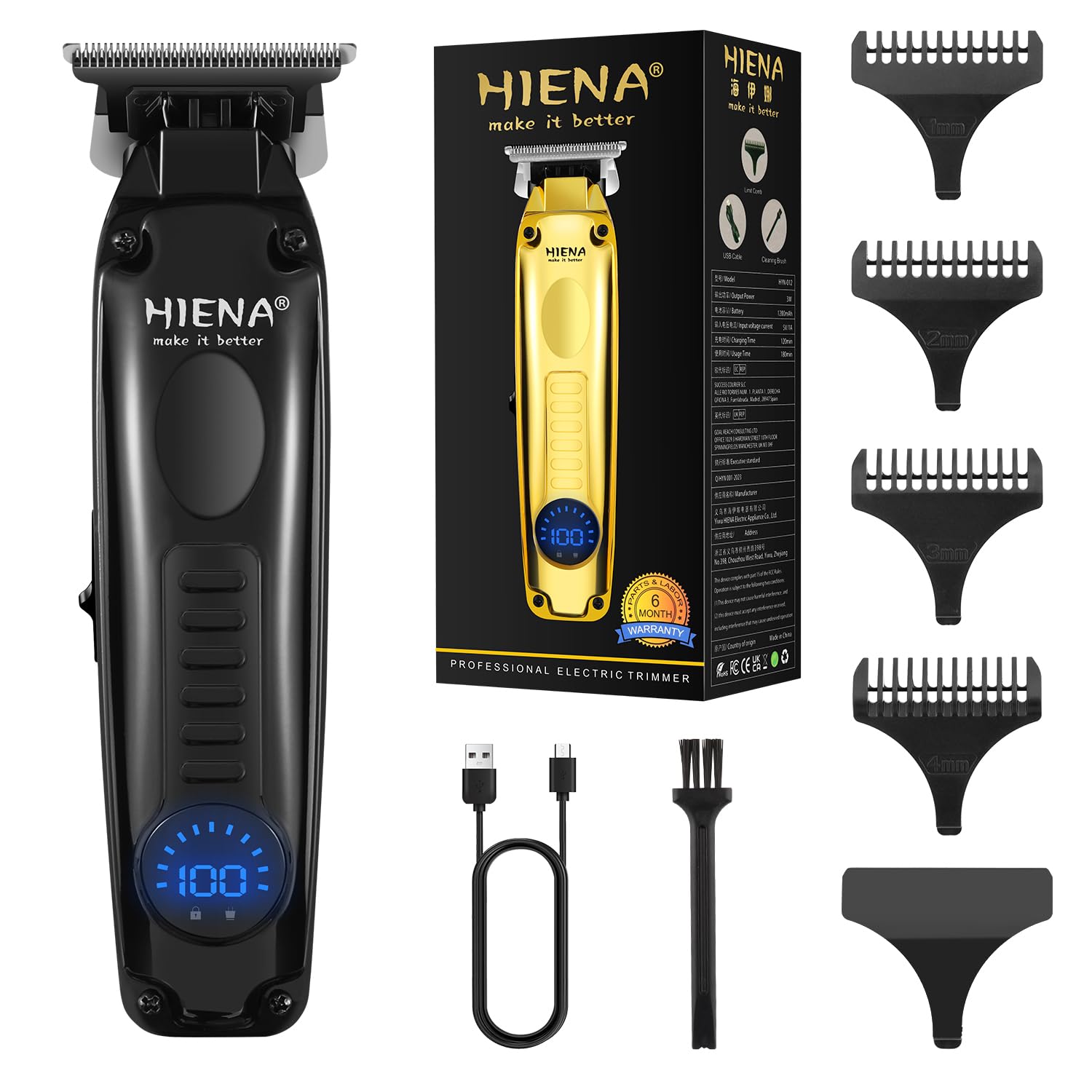HIENA PRO Detailer Trimmer - Professional Cordless Hair Clipper for Men ...