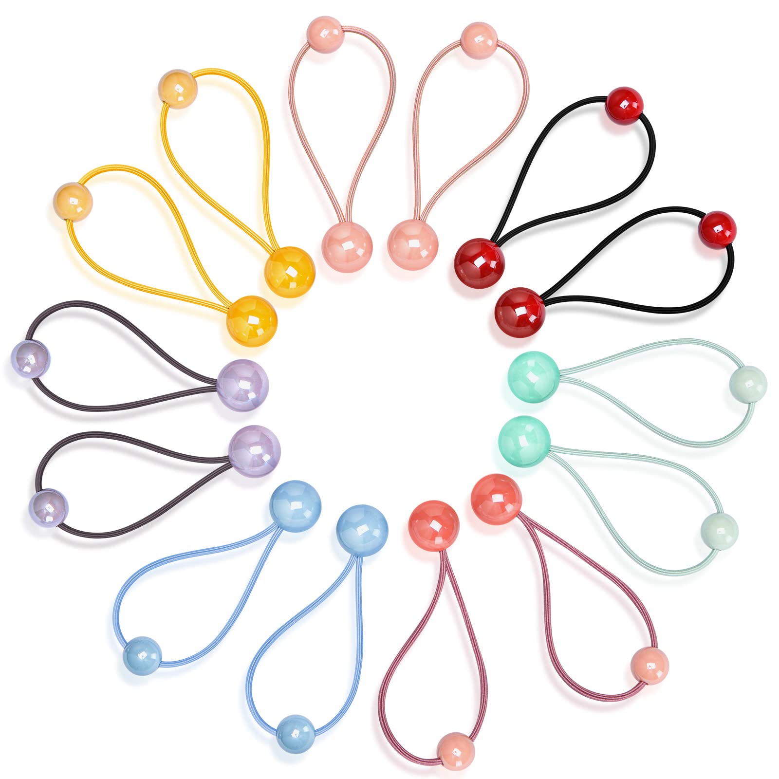14 Pcs Colorful Double Ball Ponytail Holders for Kids Women Cute Circle Bubble Hair Bands for Baby Girls Elastic Rubber Hair Ties Classic Style