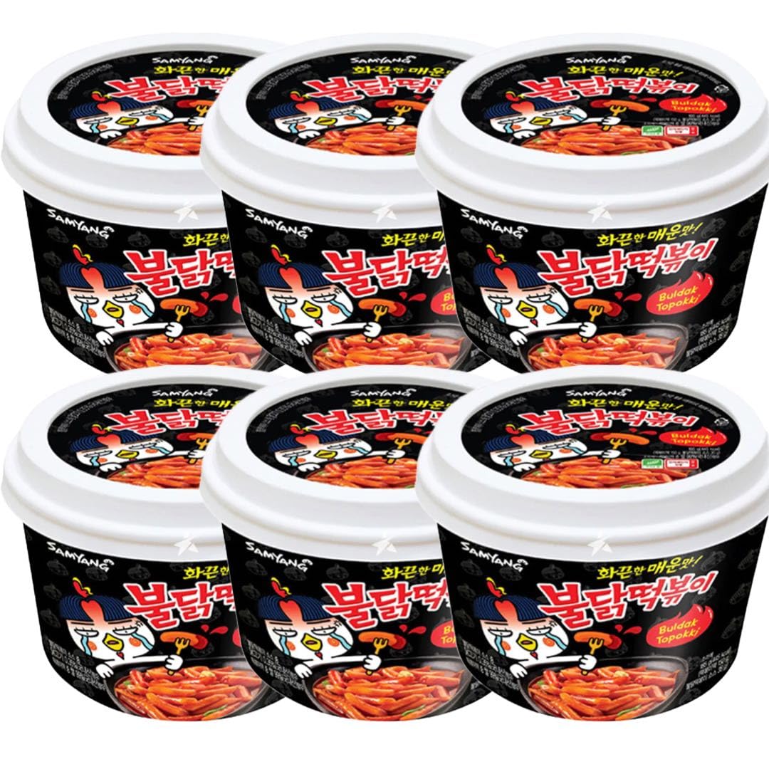 Samyang Buldak Hot Chicken Flavour Topokki Korean Rice Cake Tteokbokki Bowl 185g Pack Of 6