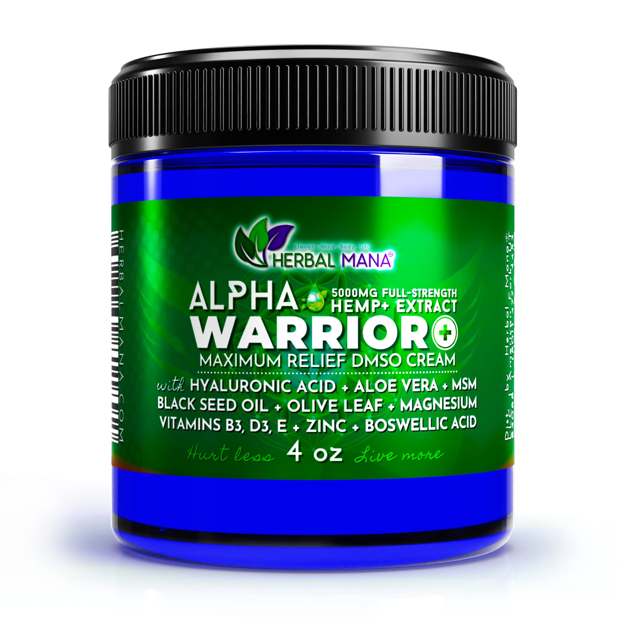 Alpha Warrior Hemp & DMSO Cream 5000mg - MSM Hyaluronic Acid Gel with ...