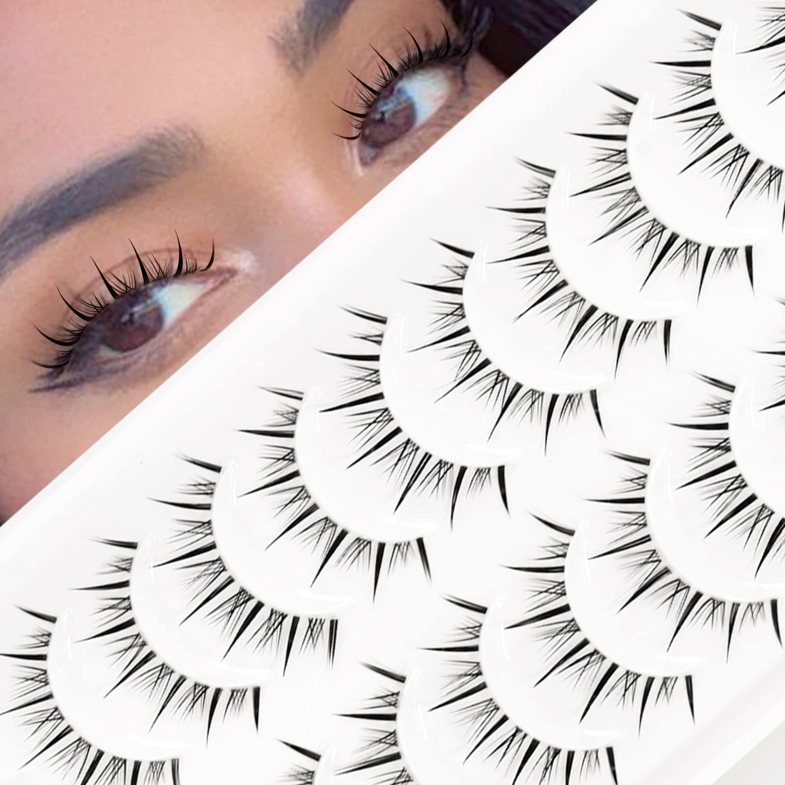 Emeda Manga Eyelashes - 10 Pairs Anime False Lashes for Cosplay ...