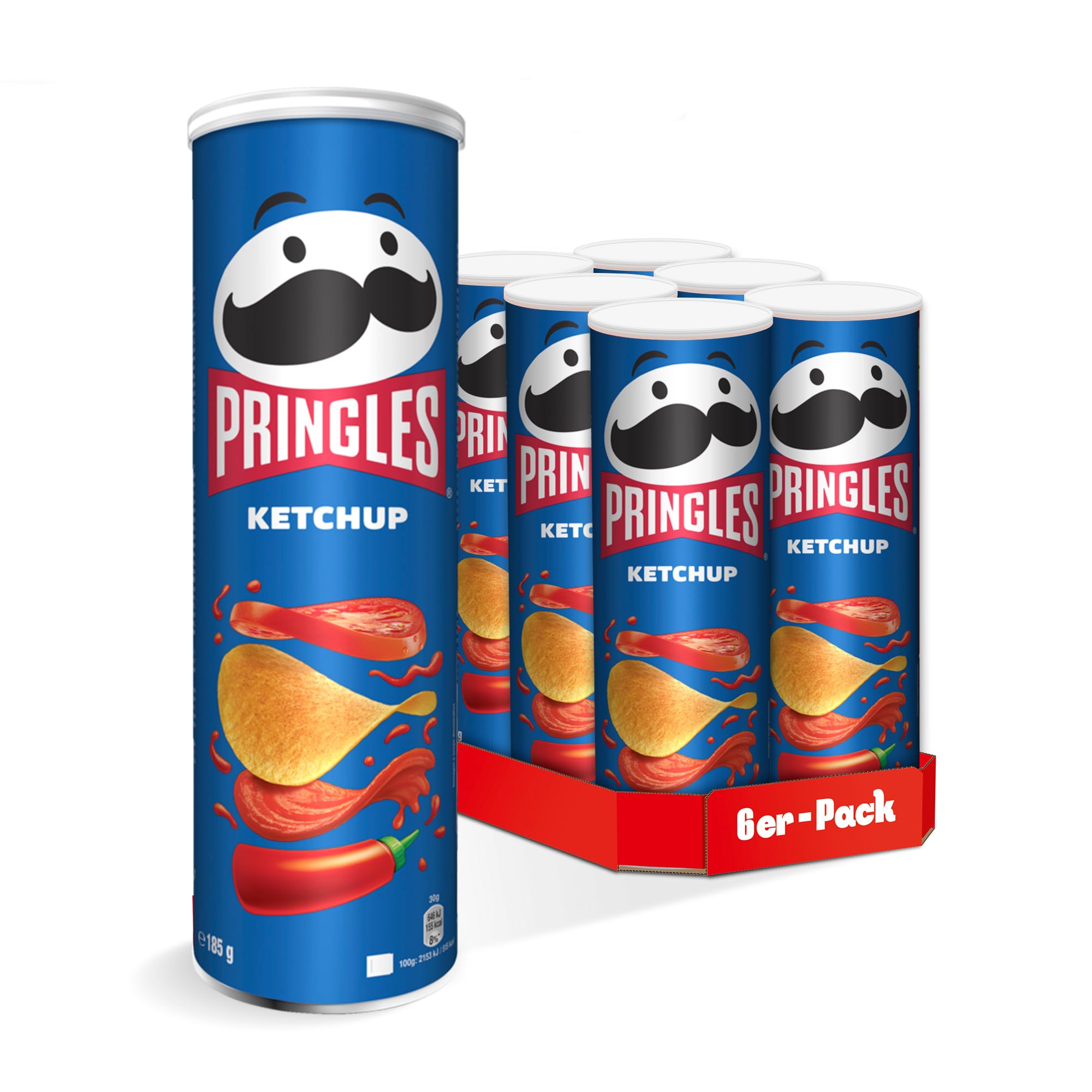 Buy Pringles Ketchup (6 x 185g) - Irresistible Snack Classic - Crispy ...