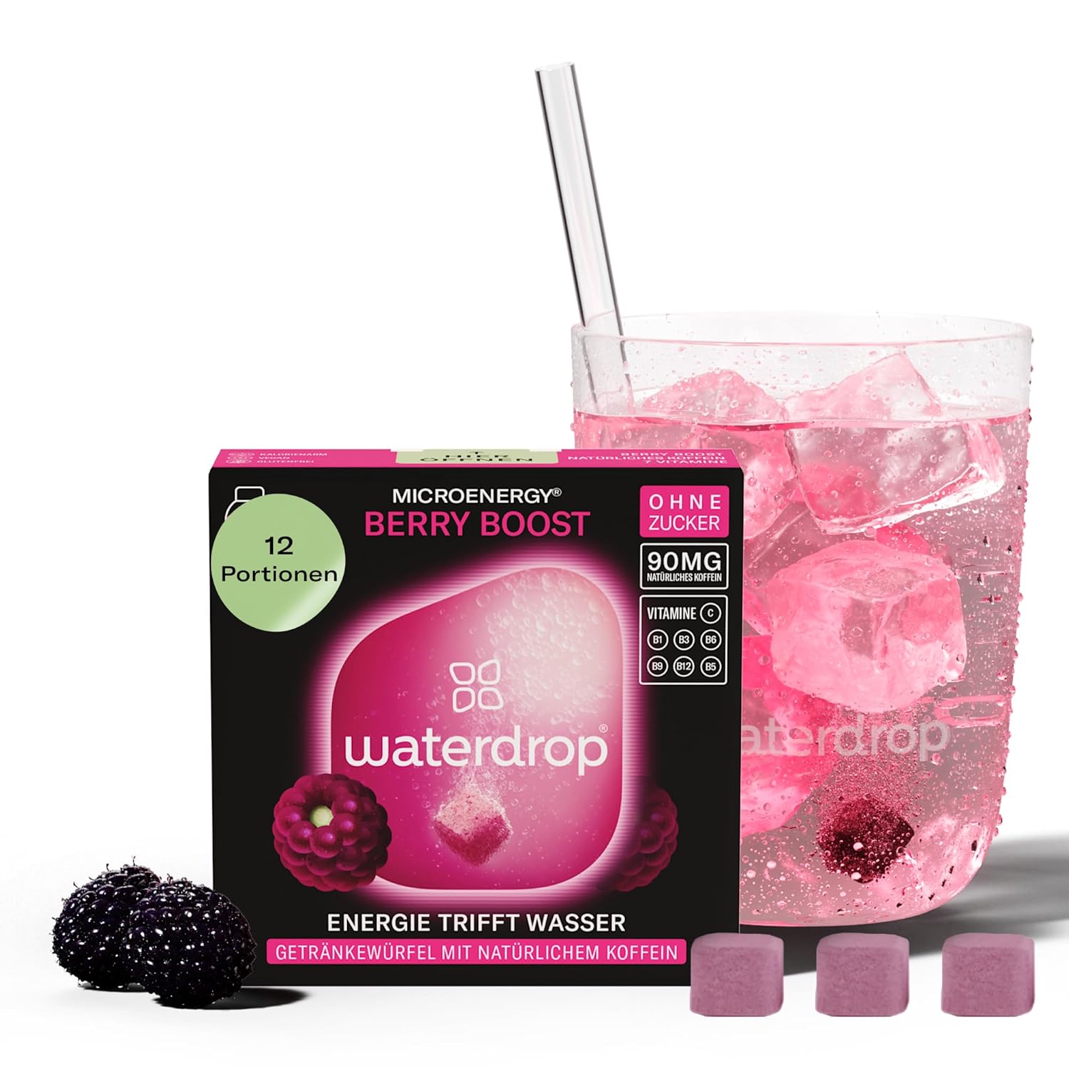 Waterdrop - Microenergy - BERRY- Energy Drink Powder, 12 Cubes Drink ...