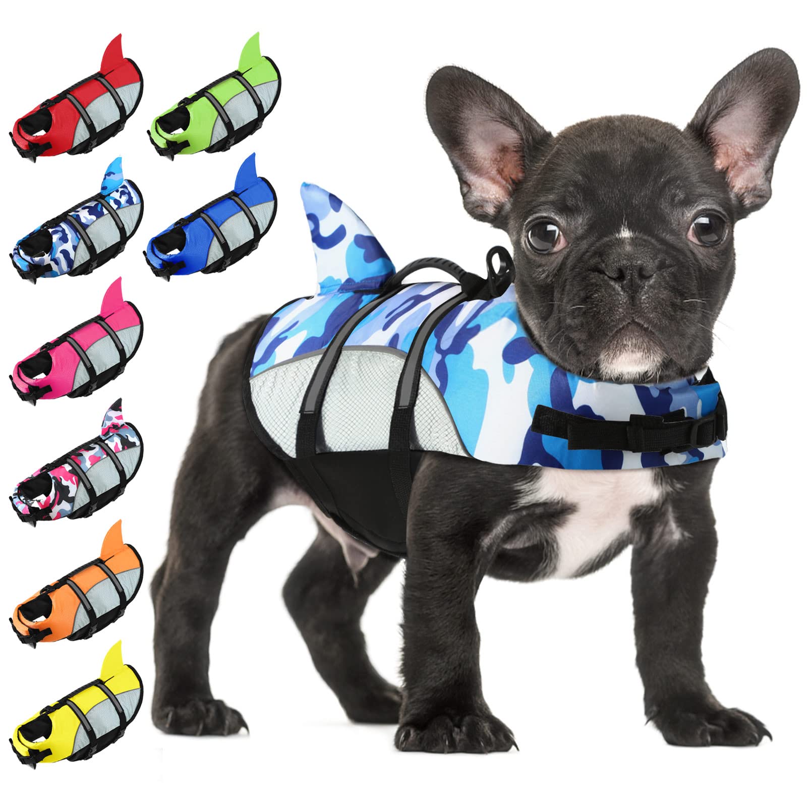 Alagirls Blue Camo Dog Life Jacket - XS (33-43cm) | Swimming Vest for ...