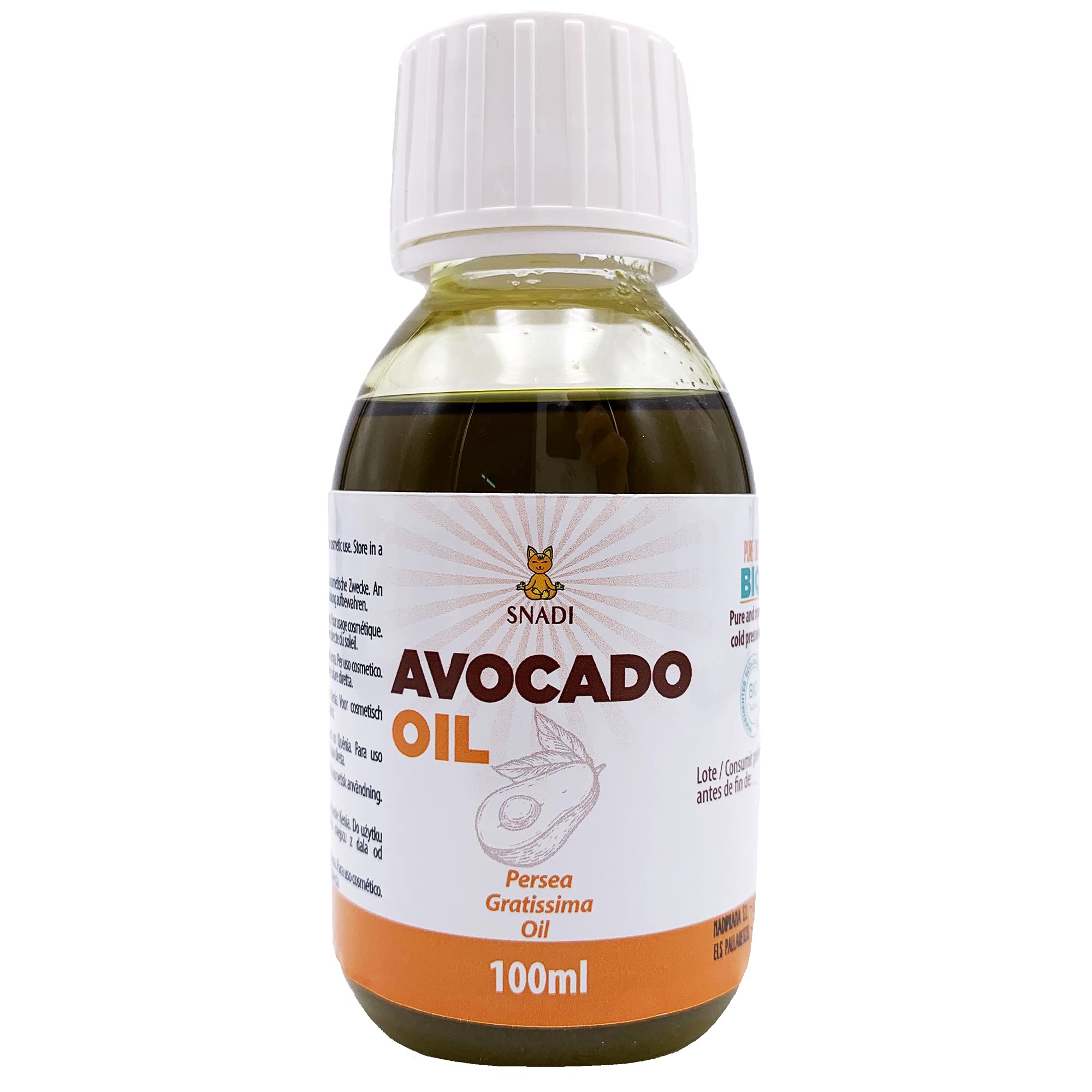 Organic Cold-Pressed Avocado Oil 100ml - Pure Virgin Eco-Friendly ...