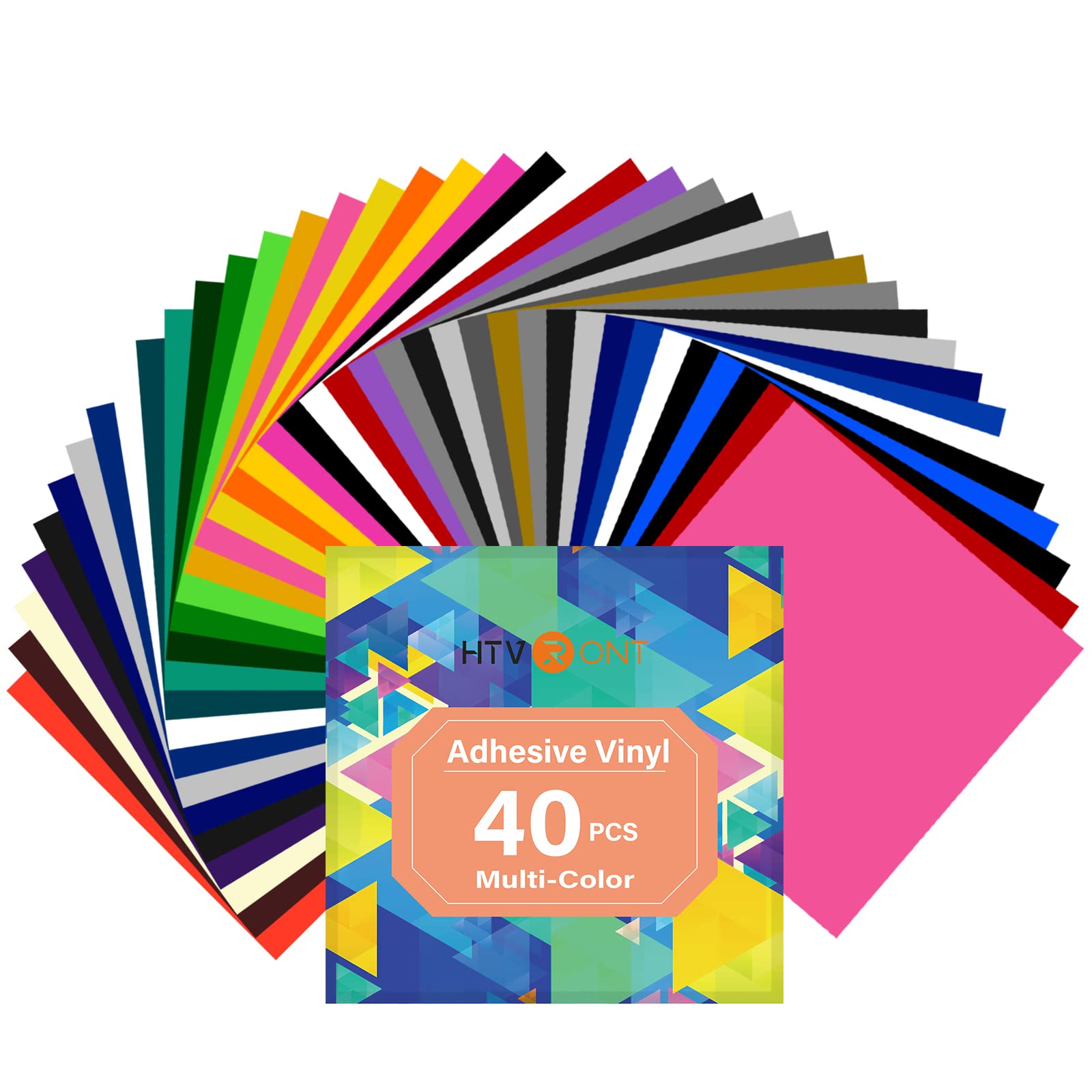 HTVRONT Permanent Adhesive Vinyl Sheets for Cricut Machine 40 Pack 12x12 Bundle for Cups Decals Crafts