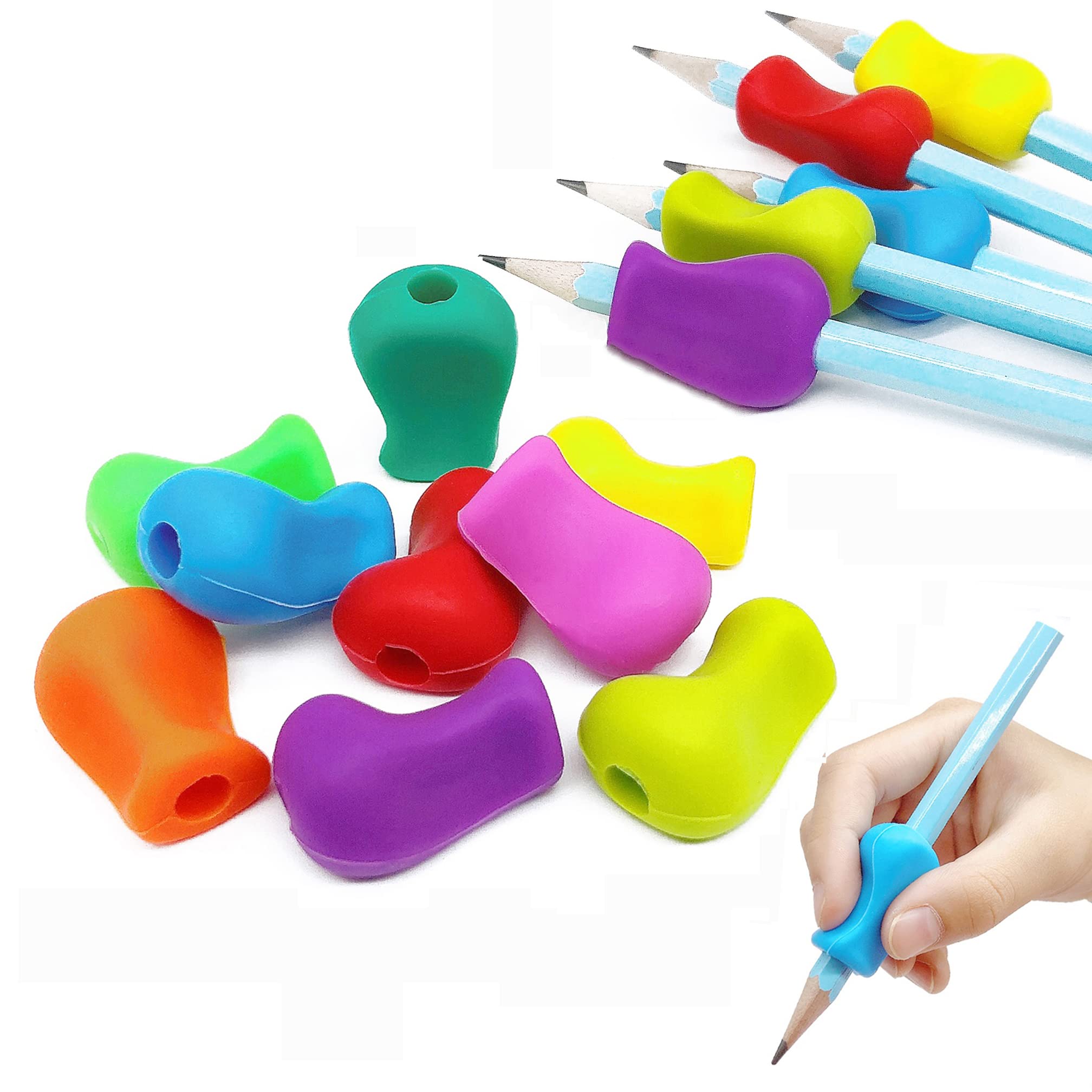 10 Silicone Ergonomic Pencil Holders for Kids | Multi-Colored Writing ...