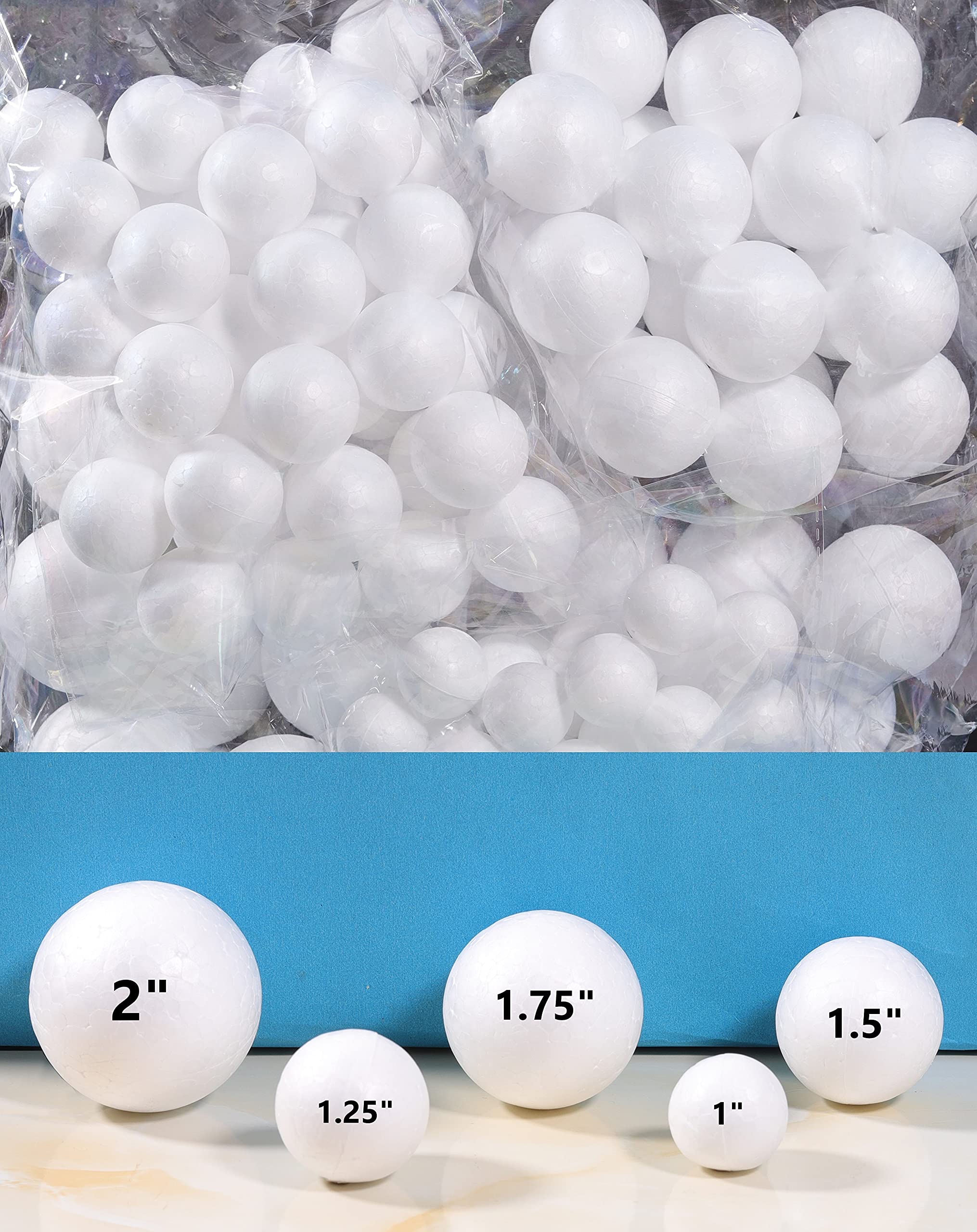 124 Pack Craft Foam Balls - White Polystyrene Assorted Sizes for DIY Crafting - Bulk Decorative ...