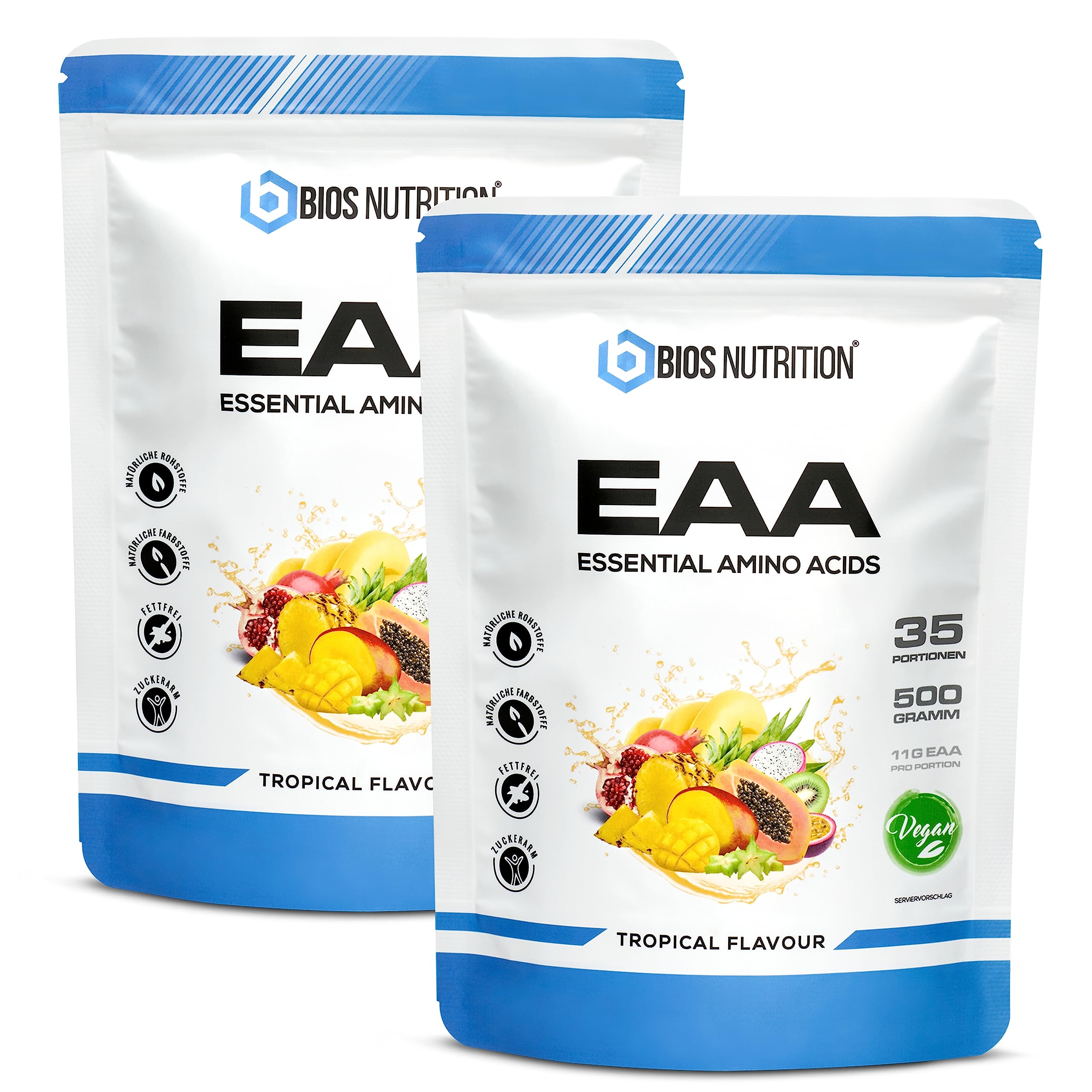EAA Powder Tropical 1000g (2-Pack) - Vegan Essential Amino Acids | 11g ...