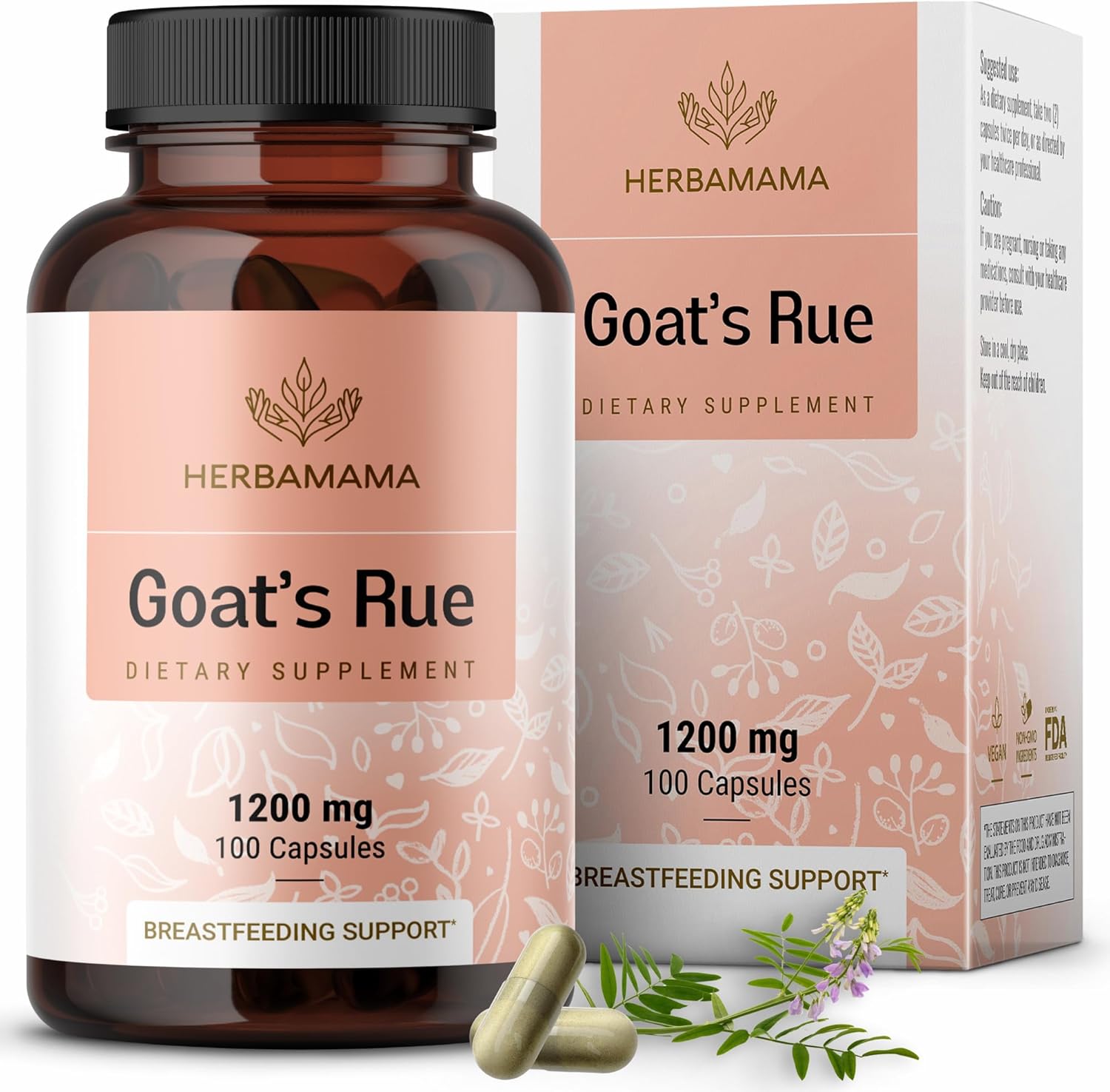HERBAMAMA Goat's Rue 1200mg Galega Officinalis for Mother's Breast Milk ...