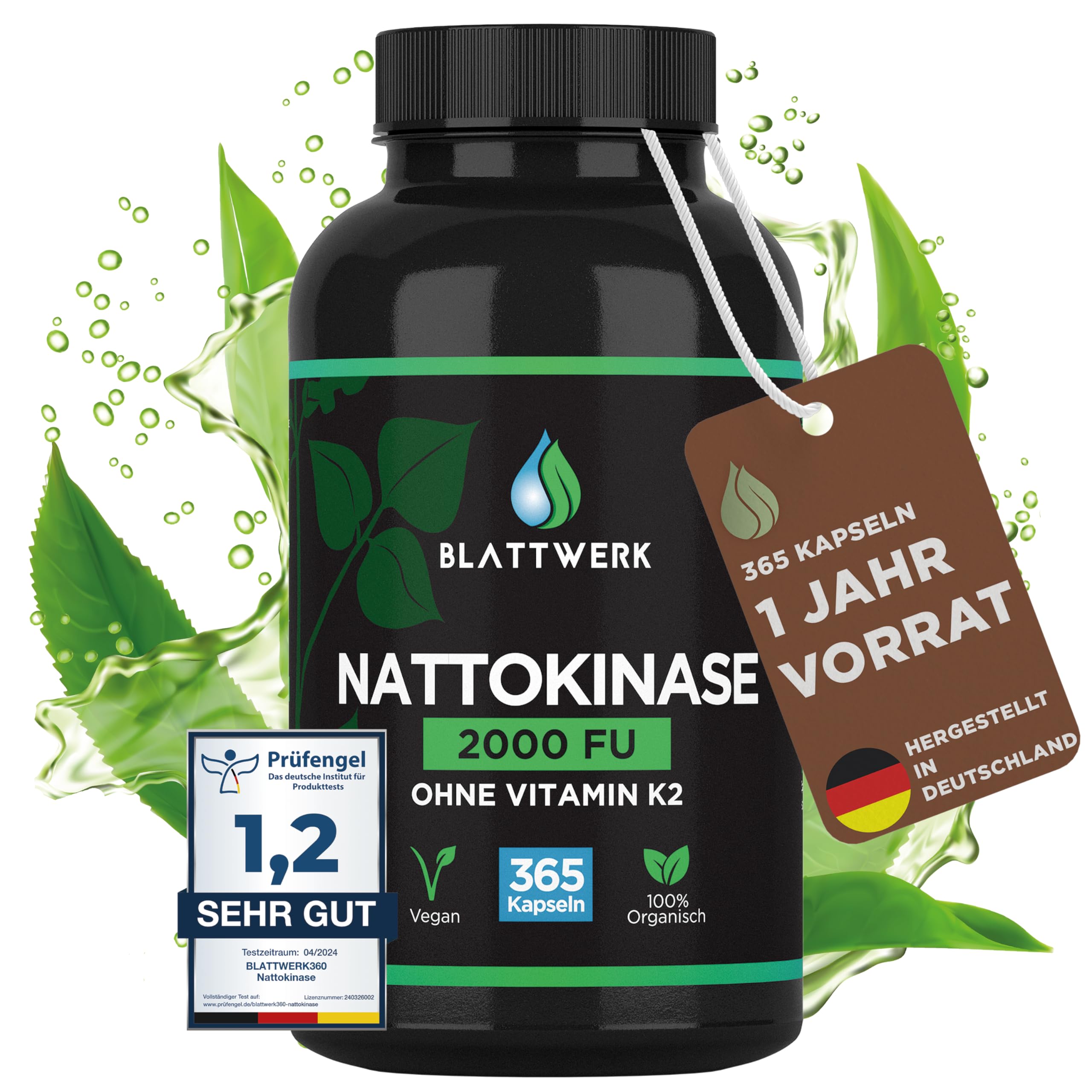 Nattokinase 2000 FU - 365 Vegan Capsules - High Dose GMO-Free Soy Lab ...